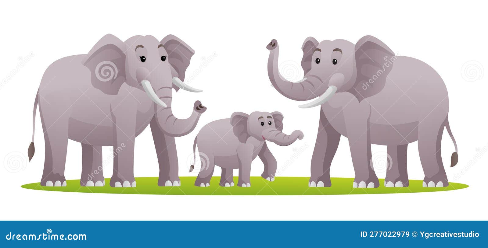 Set of Elephant Family Cartoon Illustration Stock Vector - Illustration ...