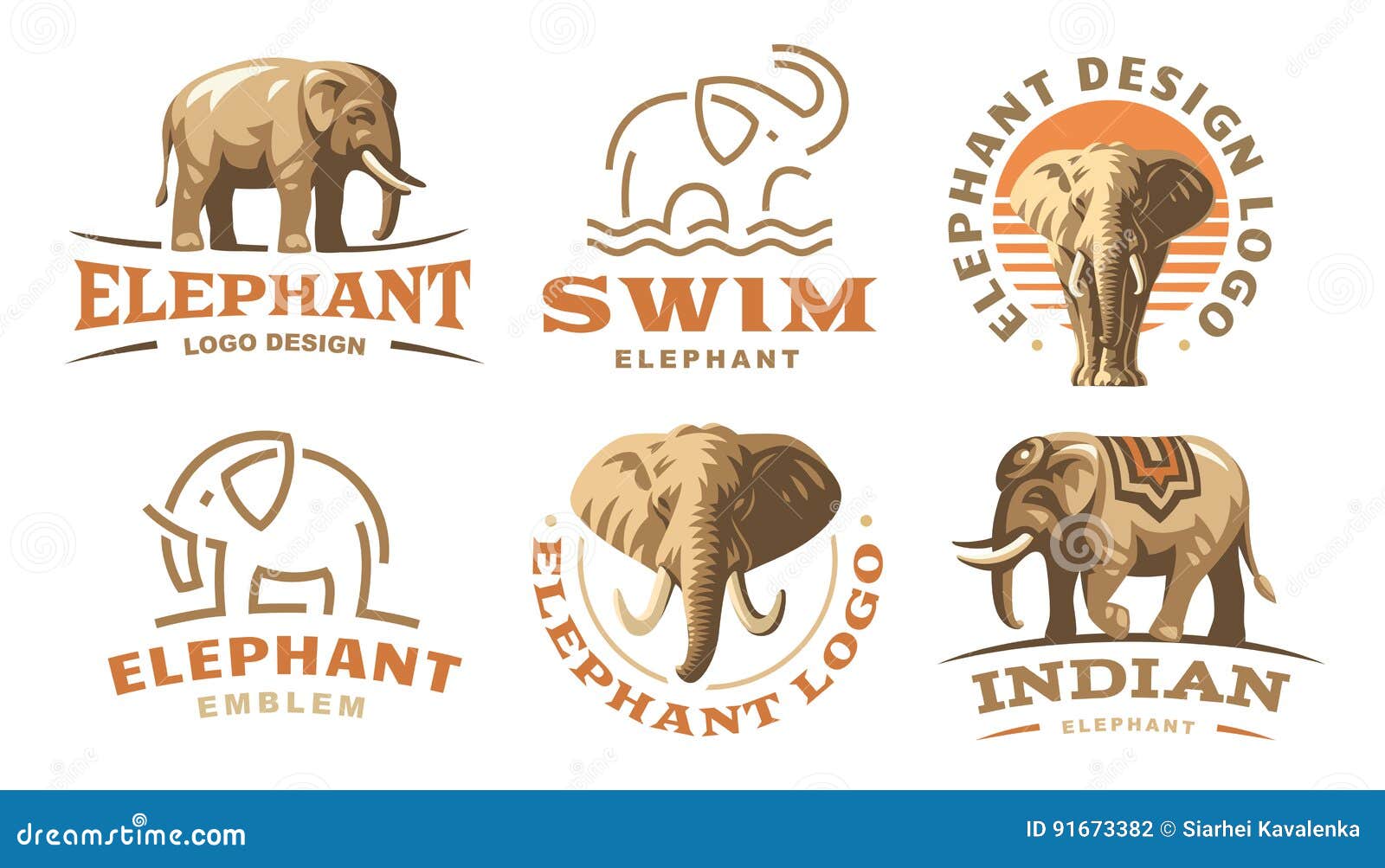 Set Elephant Logo - Vector Illustration, Emblem Stock Vector ... Set Elephant Logo - Vector Illustration, Emblem Stock Vector ...