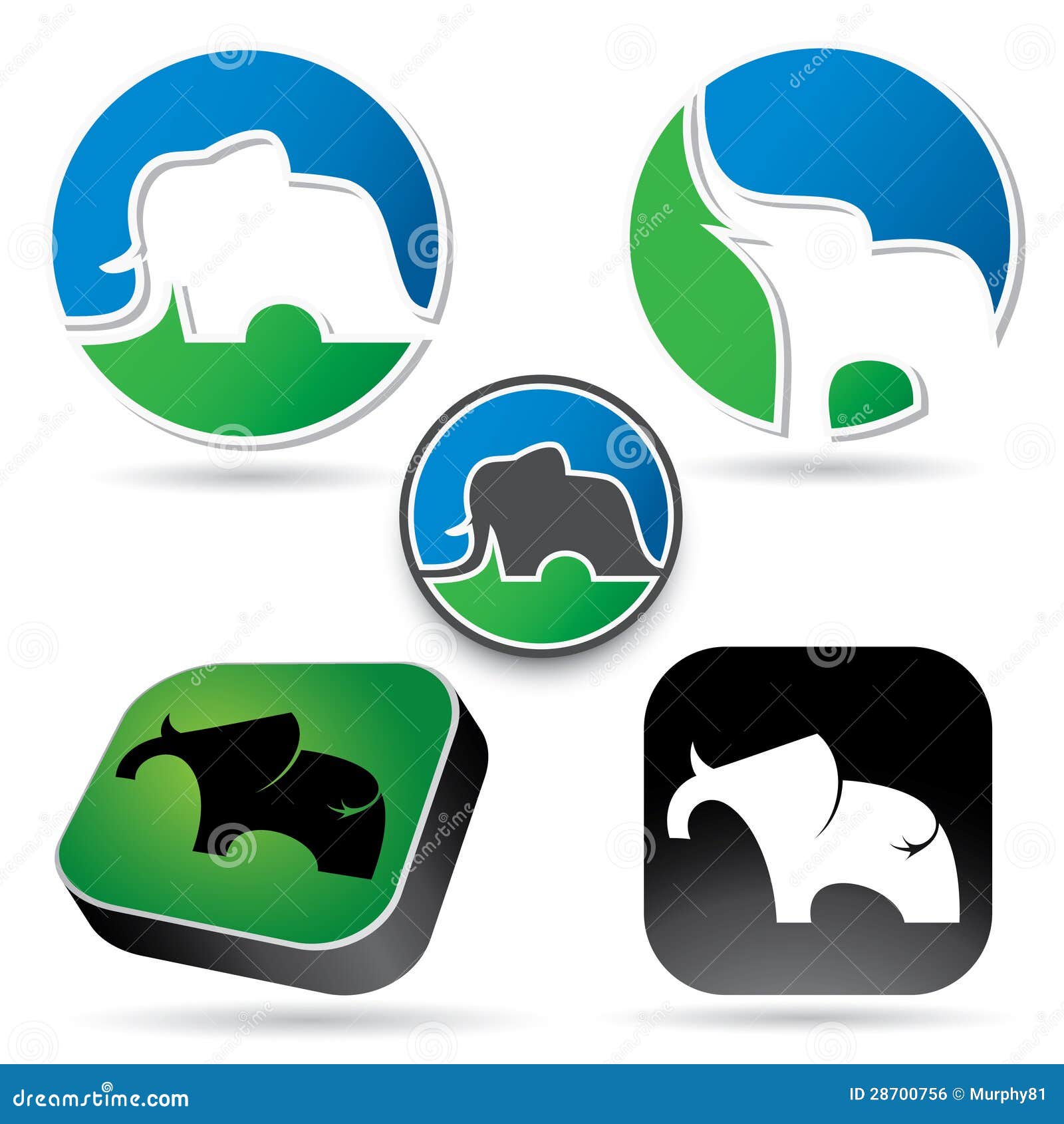 Set of elephant signs stock vector. Illustration of symbol - 28700756