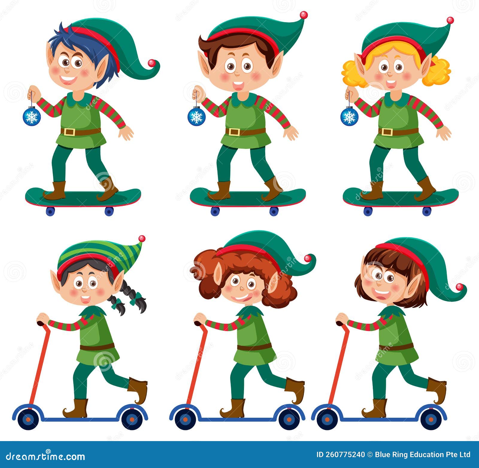 Set of Elf Cartoon Character Stock Vector - Illustration of male ...