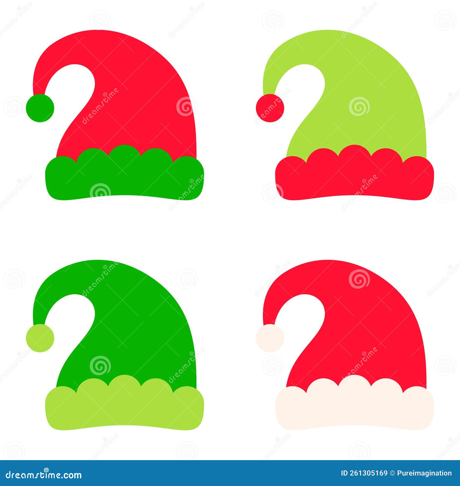 Set of Elf Hat Isolated on White Background Stock Vector - Illustration ...