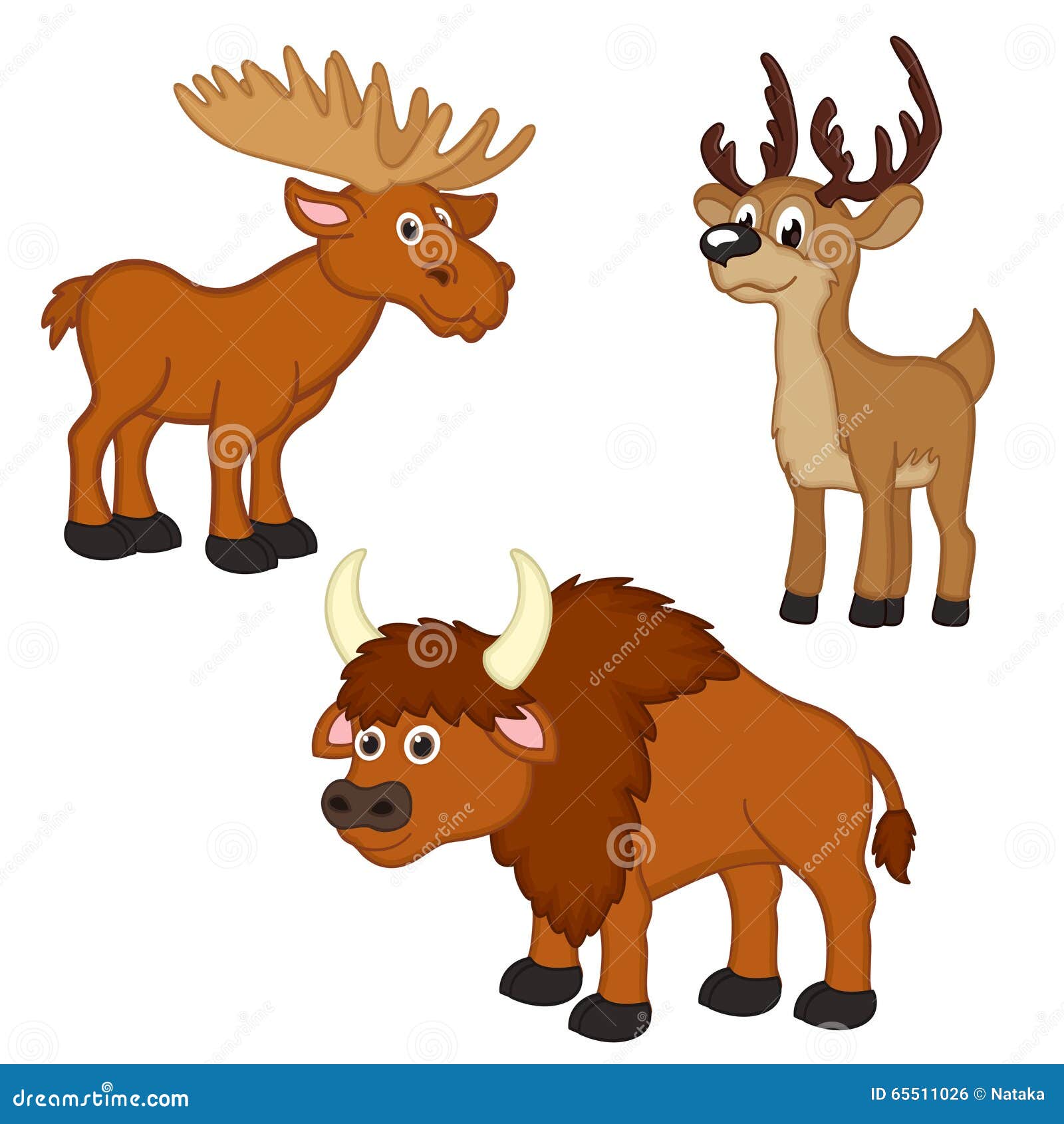 Set of with Elk, Deer, Bison Stock Vector - Illustration of eurasia ...