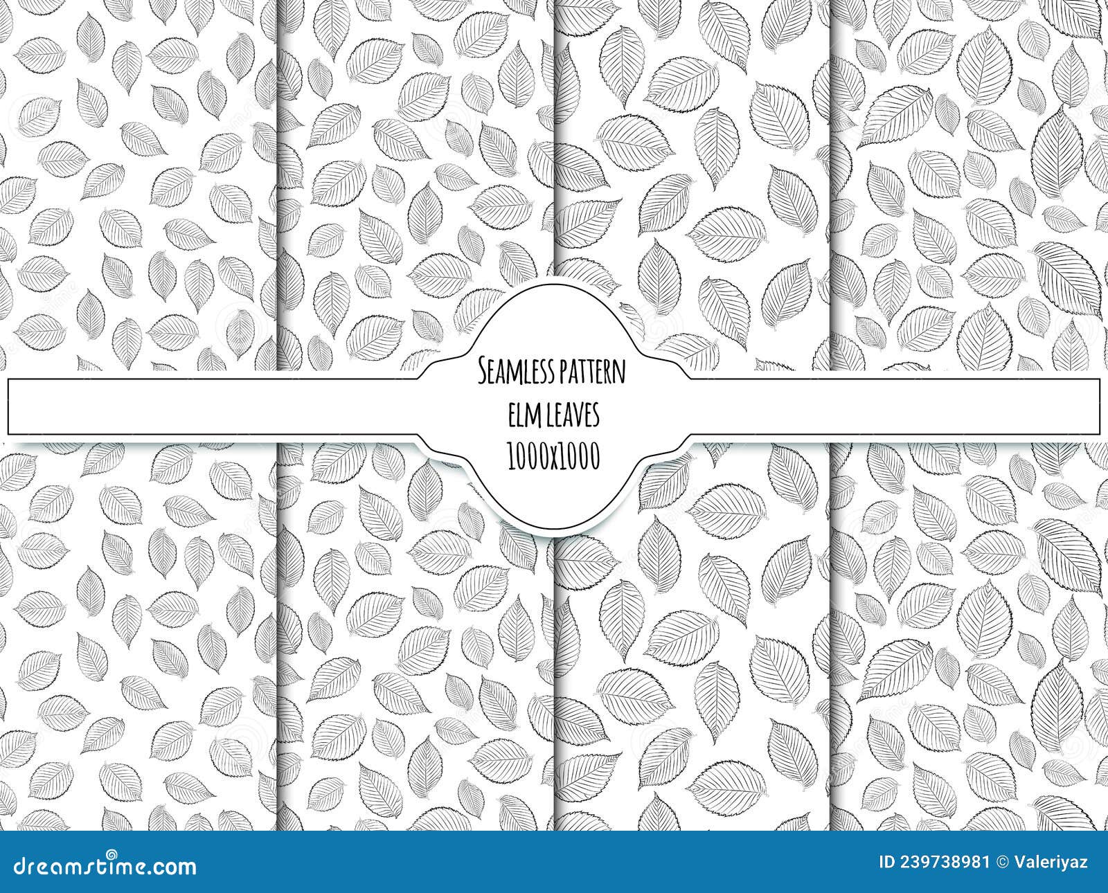 A Set of Elm Leaves Seamless Pattern, 1000x1000, Vector Graphics Stock ...
