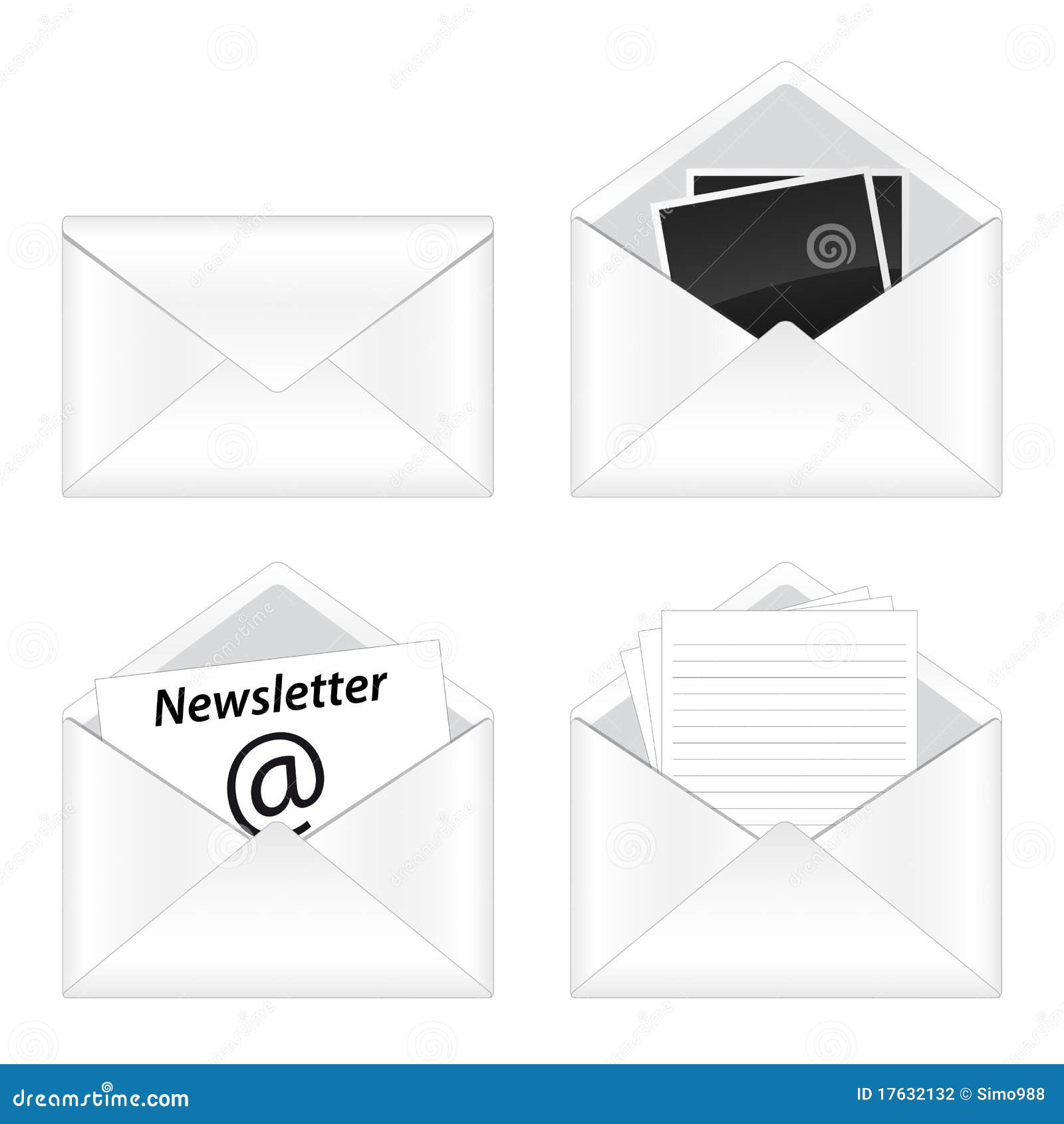 Set of email icon stock vector. Illustration of check - 17632132