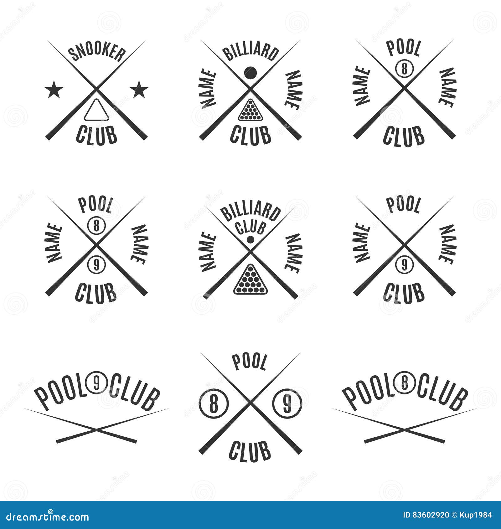 Set Emblems Billiard Club, Vector Illustration. Stock Vector ...
