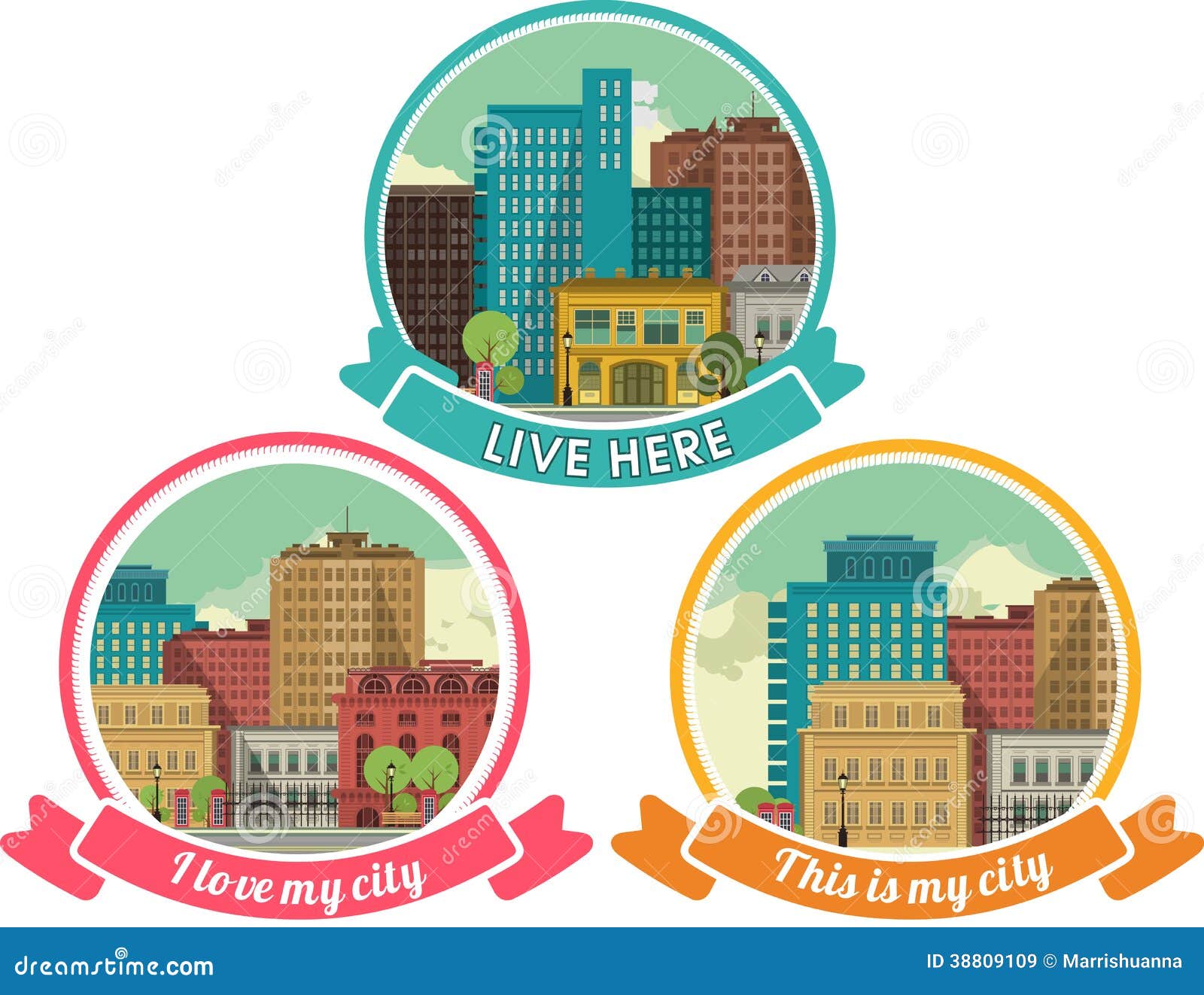 Set of emblems of the city stock illustration. Illustration of business ...