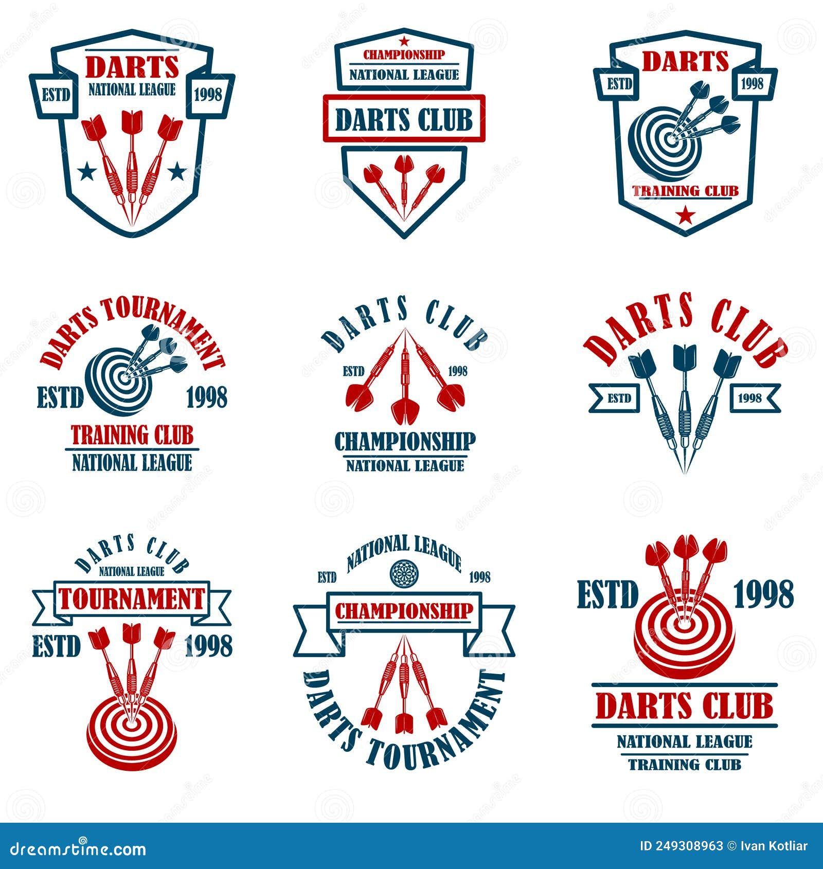 Set of Emblems with Darts. Design Element for Logo, Label, Sign, Emblem ...