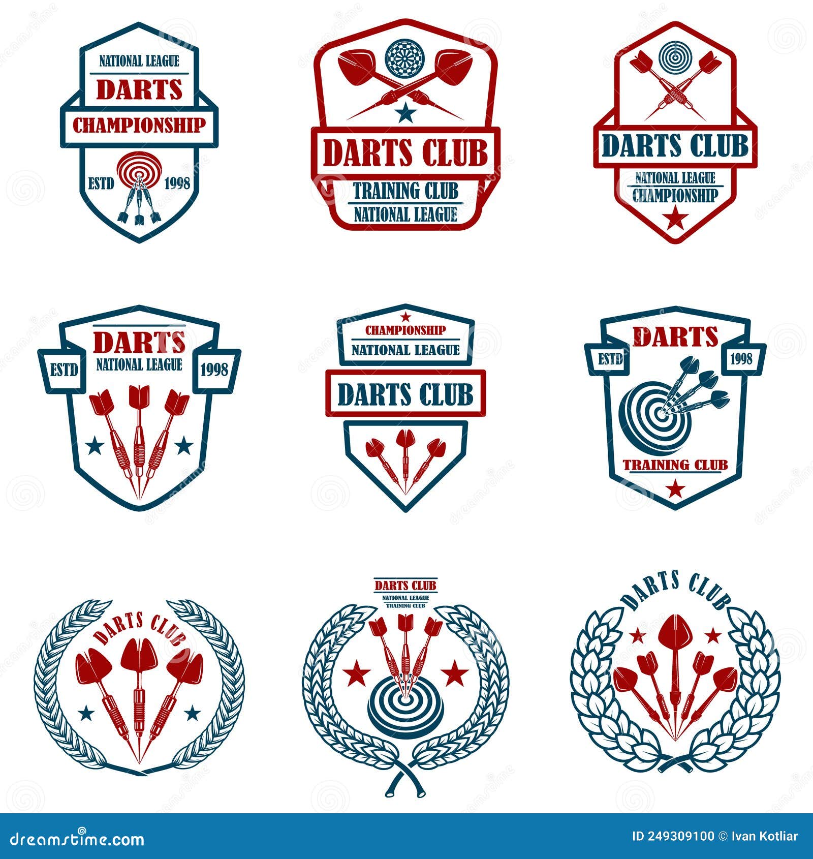 Set of Emblems with Darts. Design Element for Logo, Label, Sign, Emblem ...