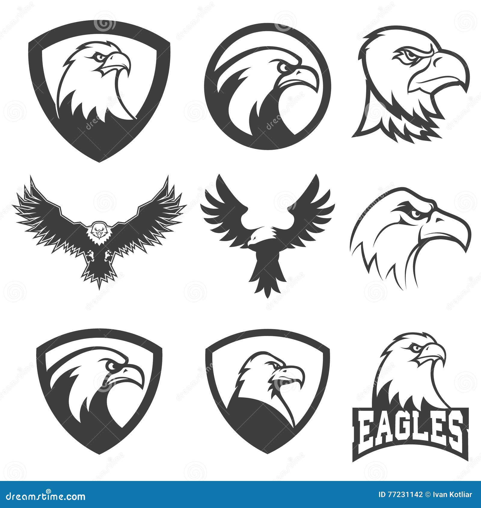 Set of Emblems with Eagles. Stock Vector - Illustration of icon, flying ...