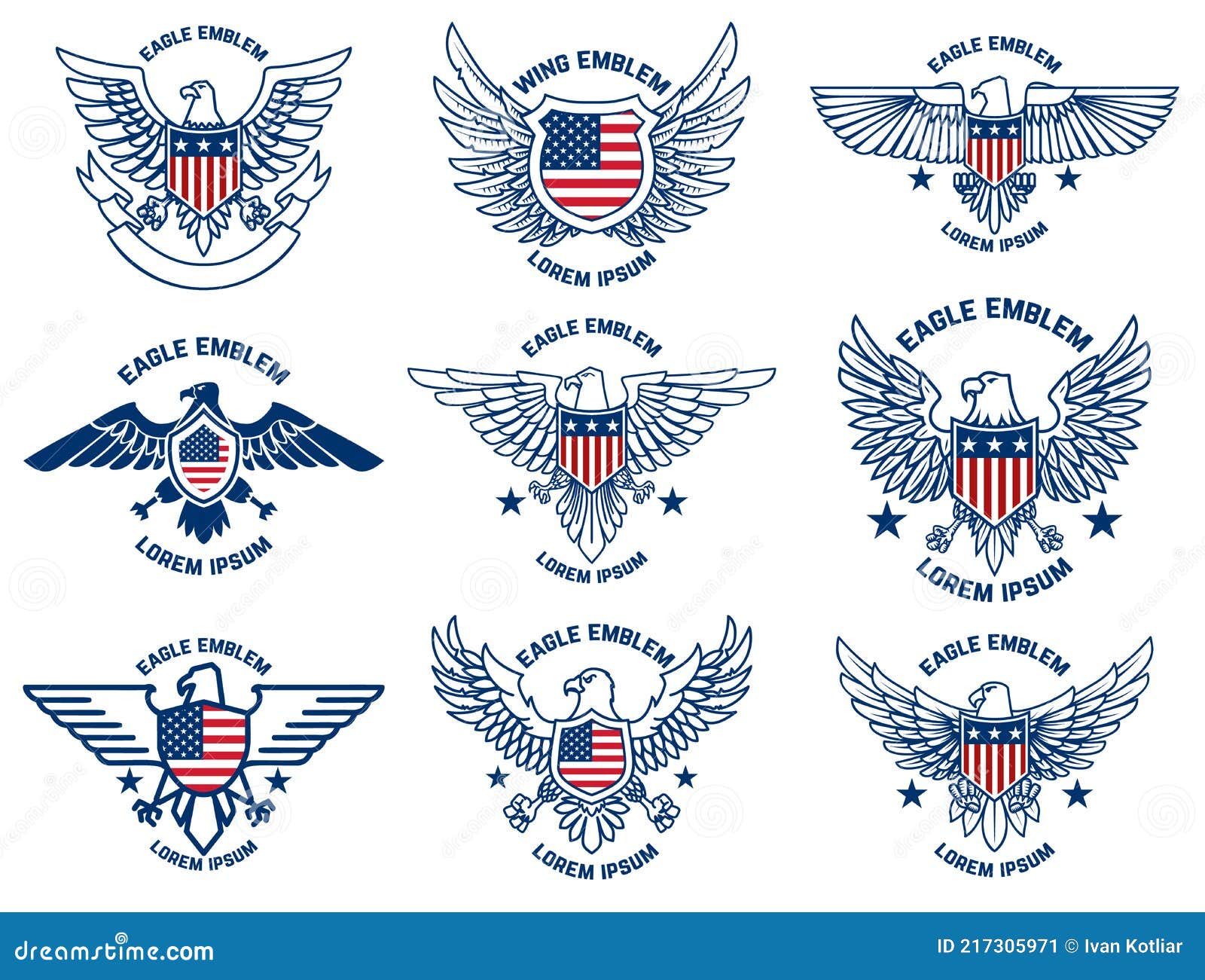 Set of Emblems with Eagles and Usa Flags. Design Element for Poster ...
