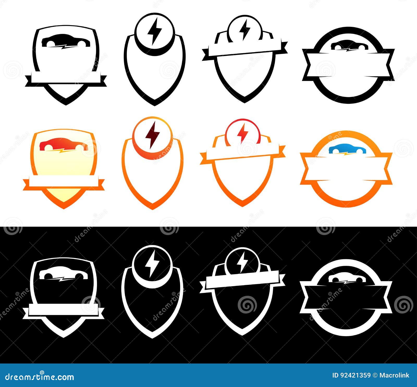 Set of Emblems with Electric Cars Stock Vector - Illustration of charge ...