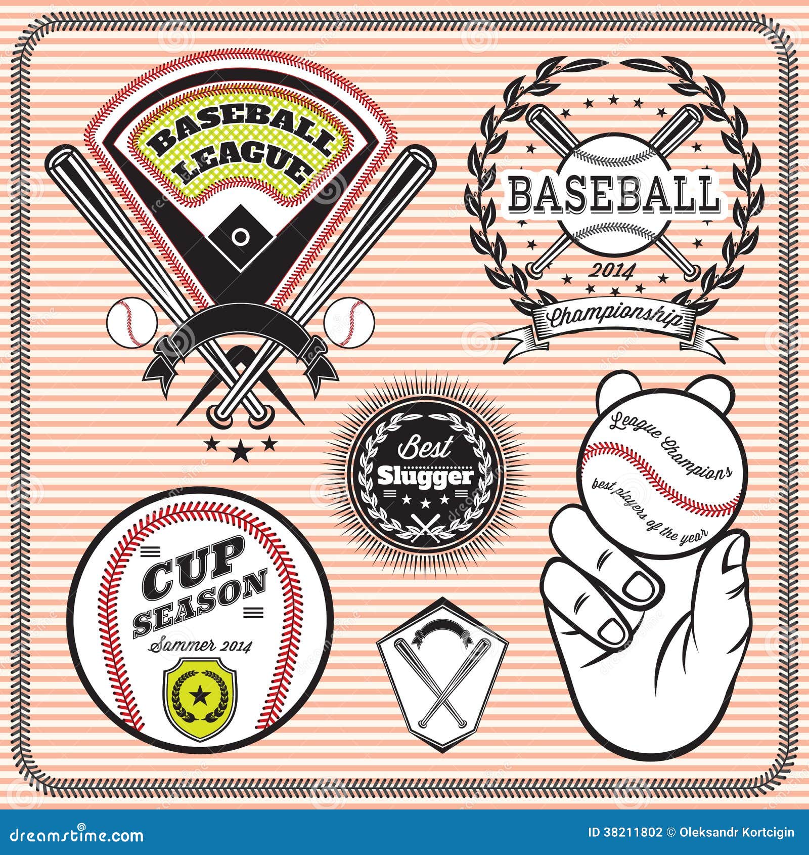 Set of Emblems and Signs for Baseball Stock Vector - Illustration of ...