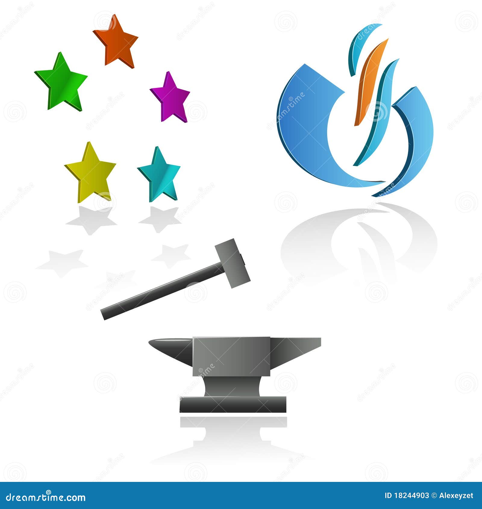 Set of Emblems and Symbols with Anvil and Hammer Stock Vector ...