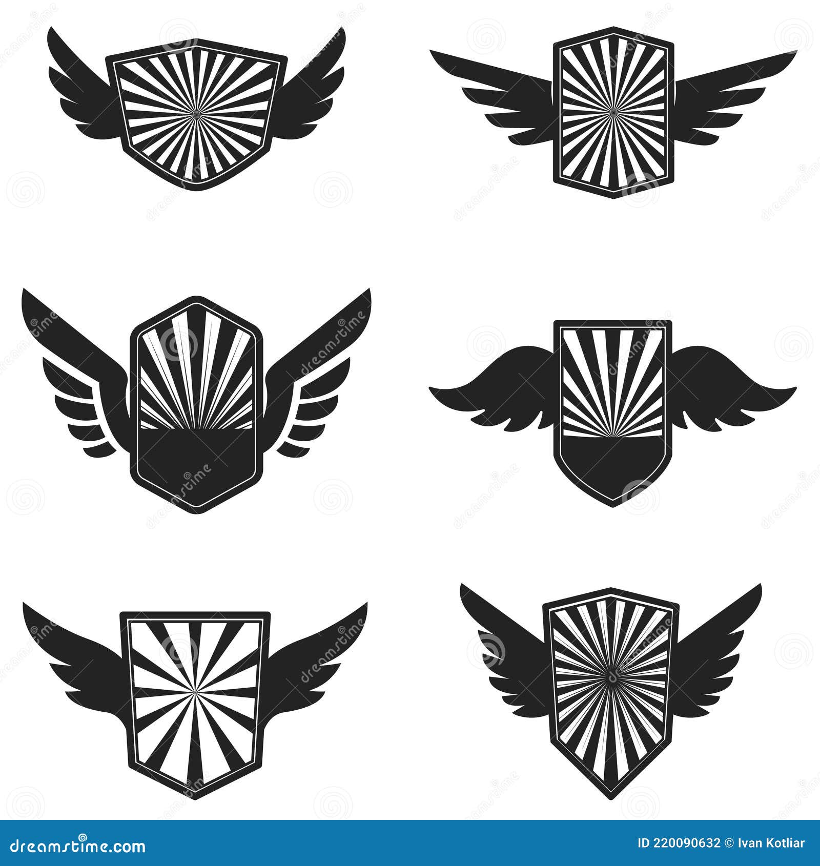 Set of Emblems with Wings. Design Element for Logo, Label, Emblem, Sign ...