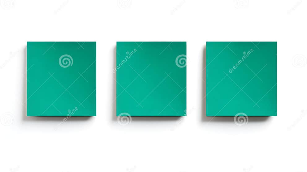 Set of Emerald Square Paper Notes on a White Background. Brainstorming ...