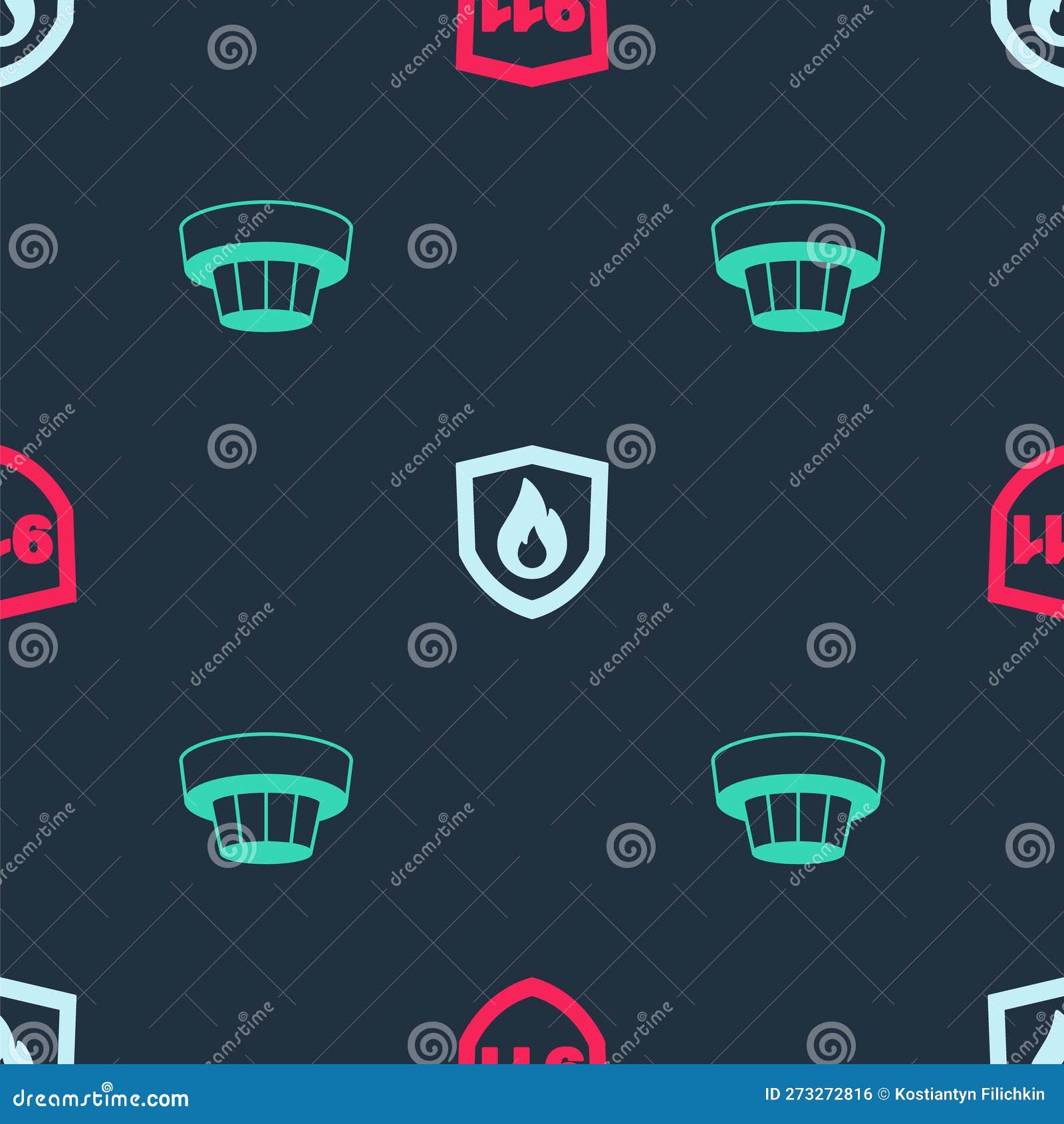 Set Emergency Call 911, Fire Protection Shield and Smoke Alarm System ...