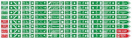 Set of Emergency Exit and Fire Exit Signs, Fire Gathering Place ...
