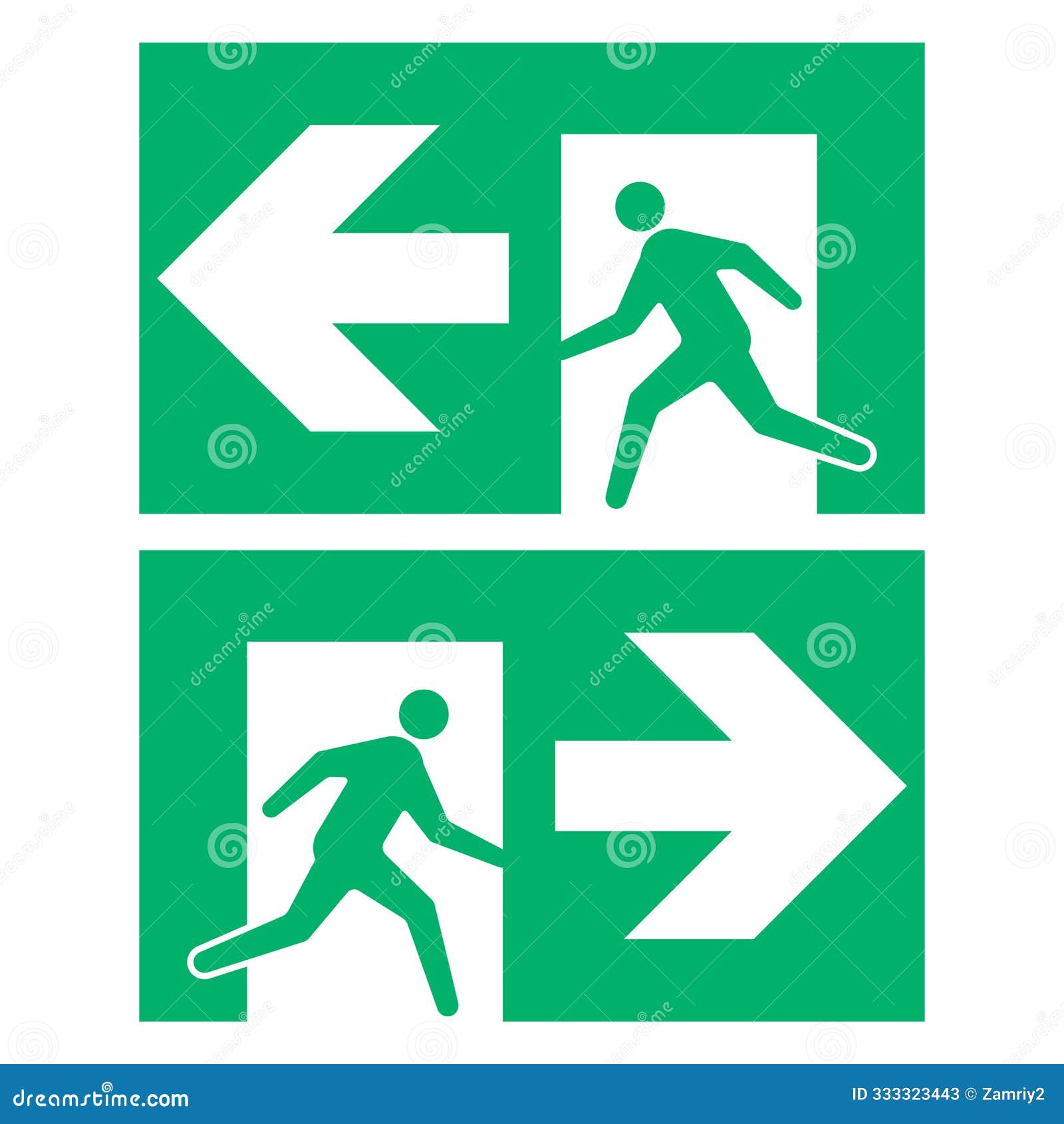 Set of Emergency Exit Signs. Green Exit Sign with a Running Silhouette ... Set of Emergency Exit Signs. Green Exit Sign with a Running Silhouette ...