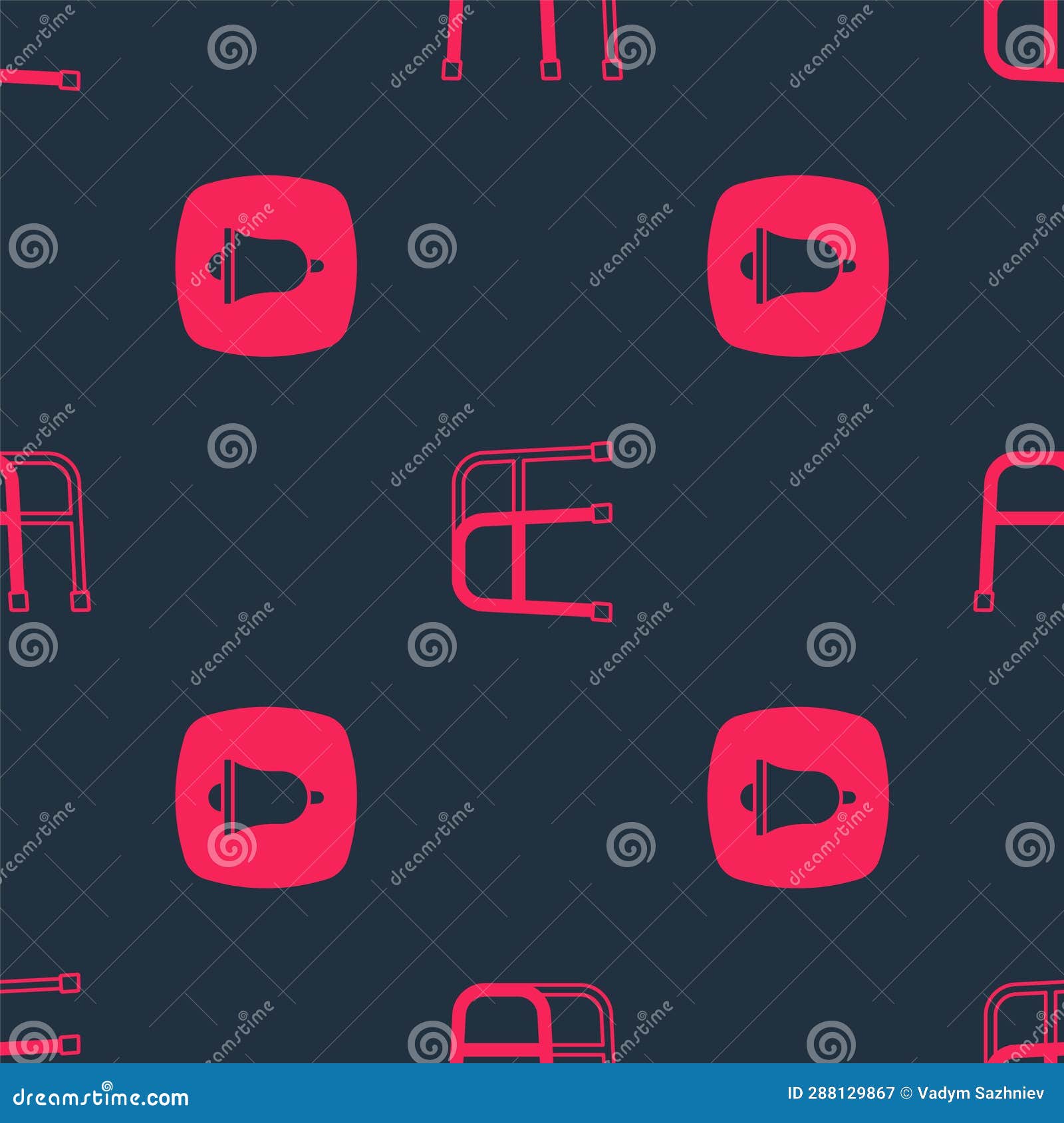 Set Emergency Phone Call and Walker on Seamless Pattern. Vector Stock ...