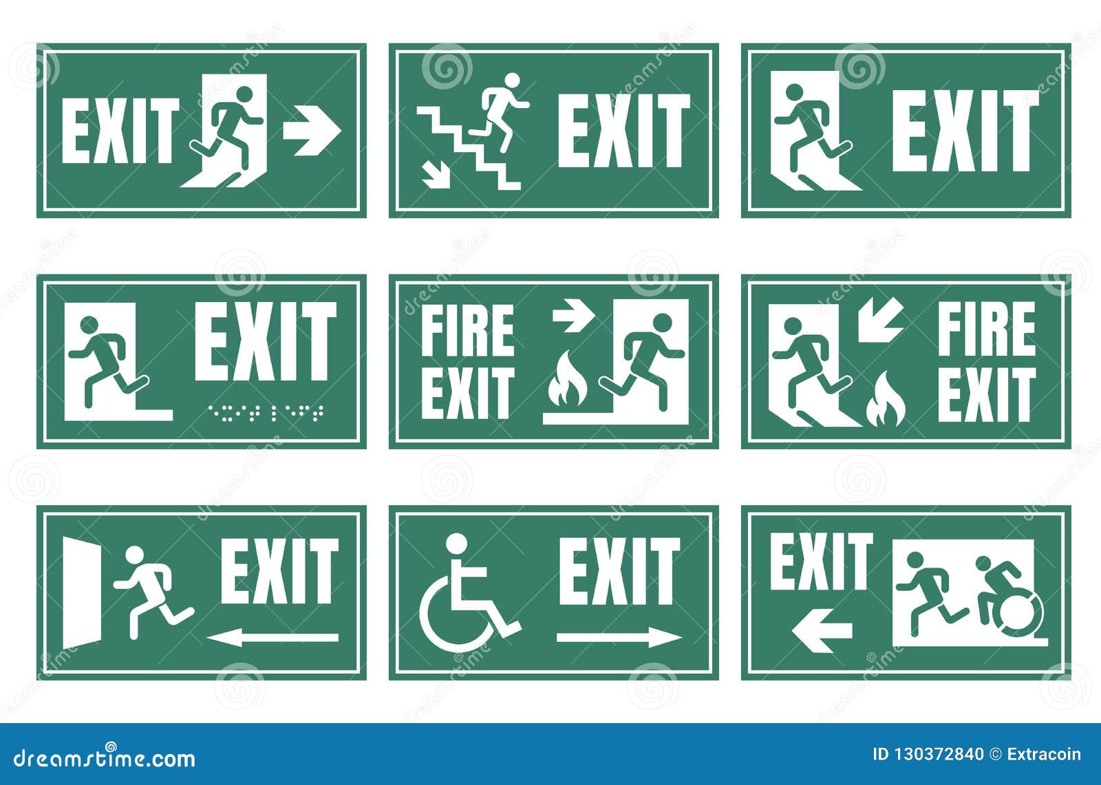 Set of Emergensy Exit Signs, Fire Exit Labels Stock Vector ...