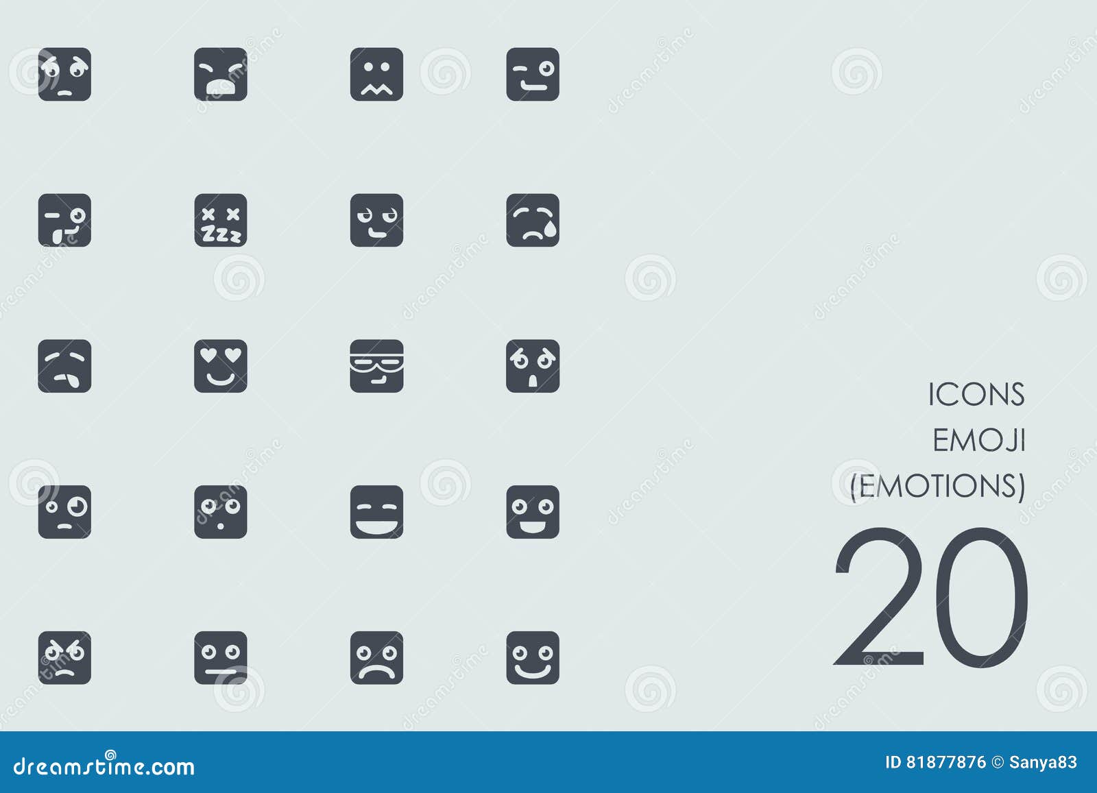 Set of Emoji, Emotions Icons Stock Vector - Illustration of cunning ...