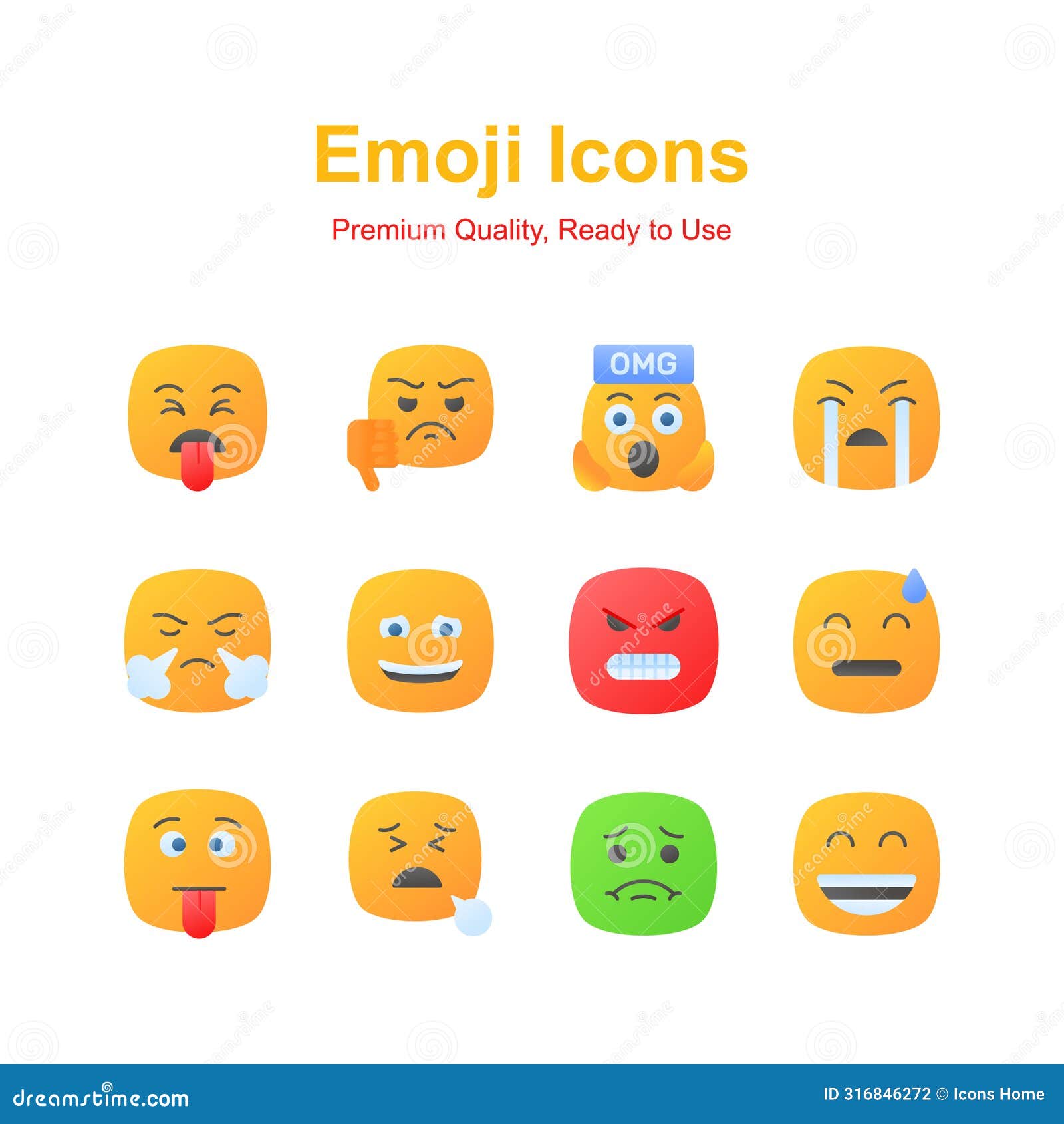 Set of Emoji Icons, Cute Expressions Vector Design Stock Vector ...
