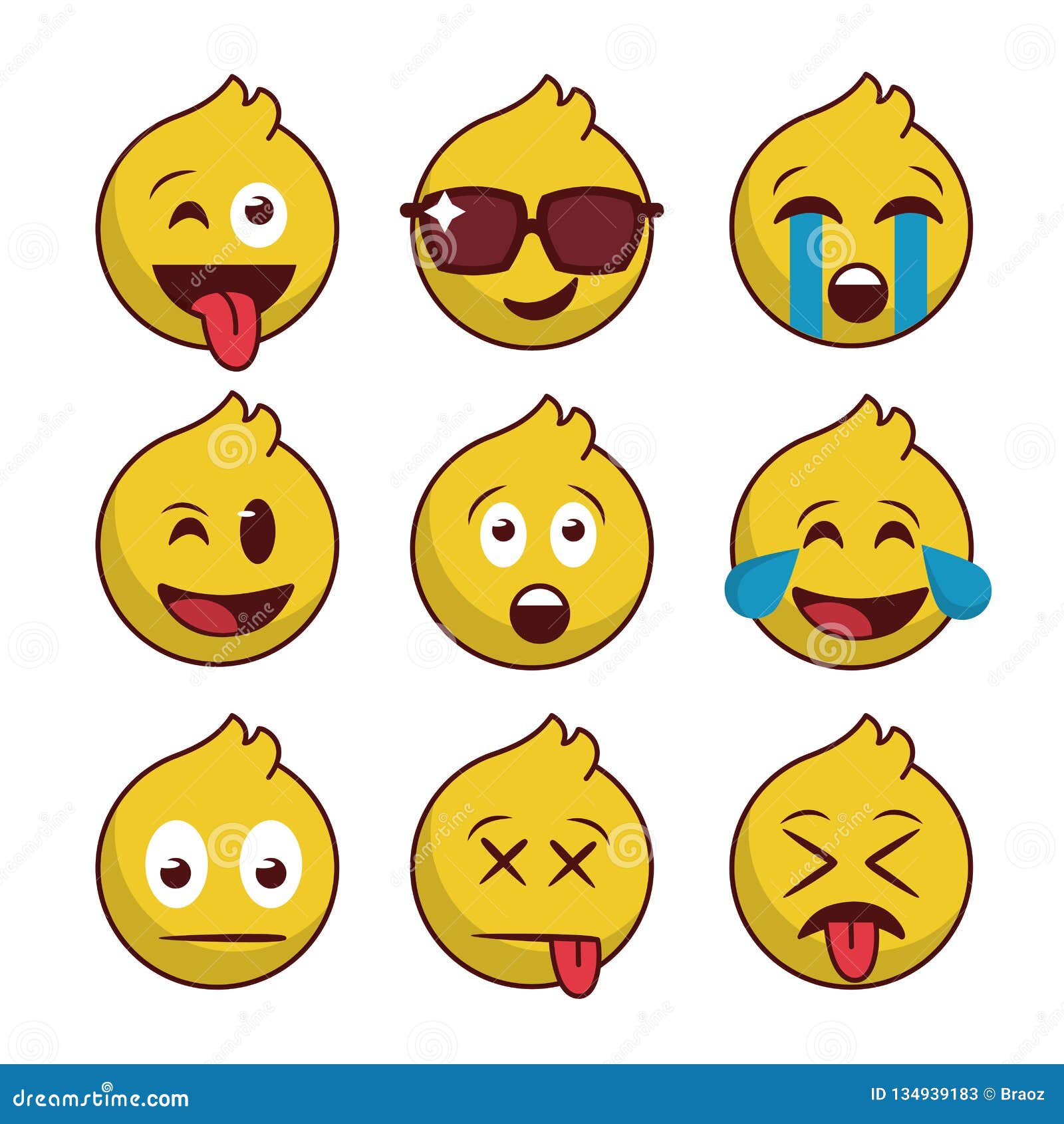 Set emoji with lines edge stock vector. Illustration of yellow - 134939183