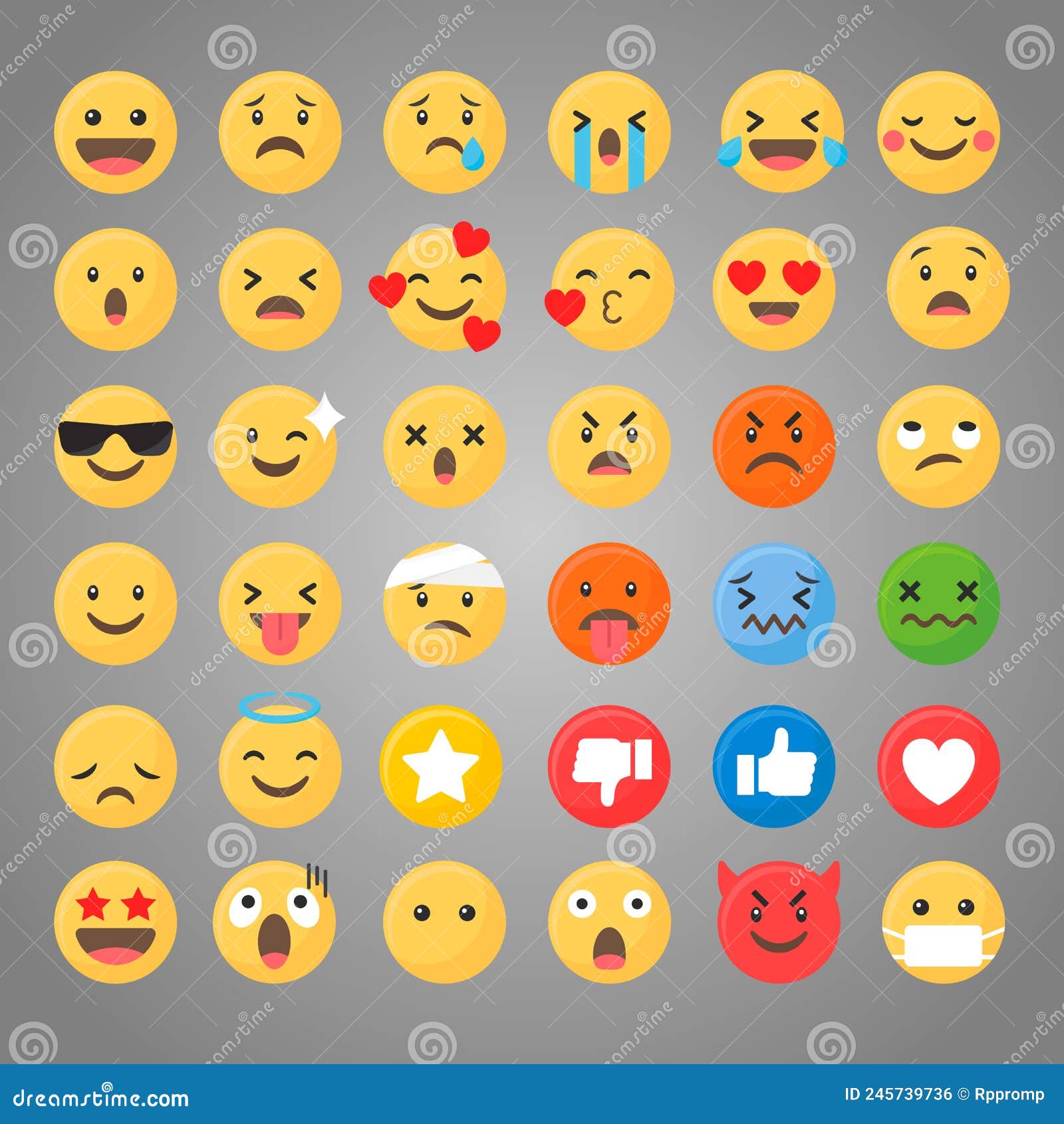 Emojis Collection. Emoticons Web Icons. Emoticons Set. Emoji Faces ...