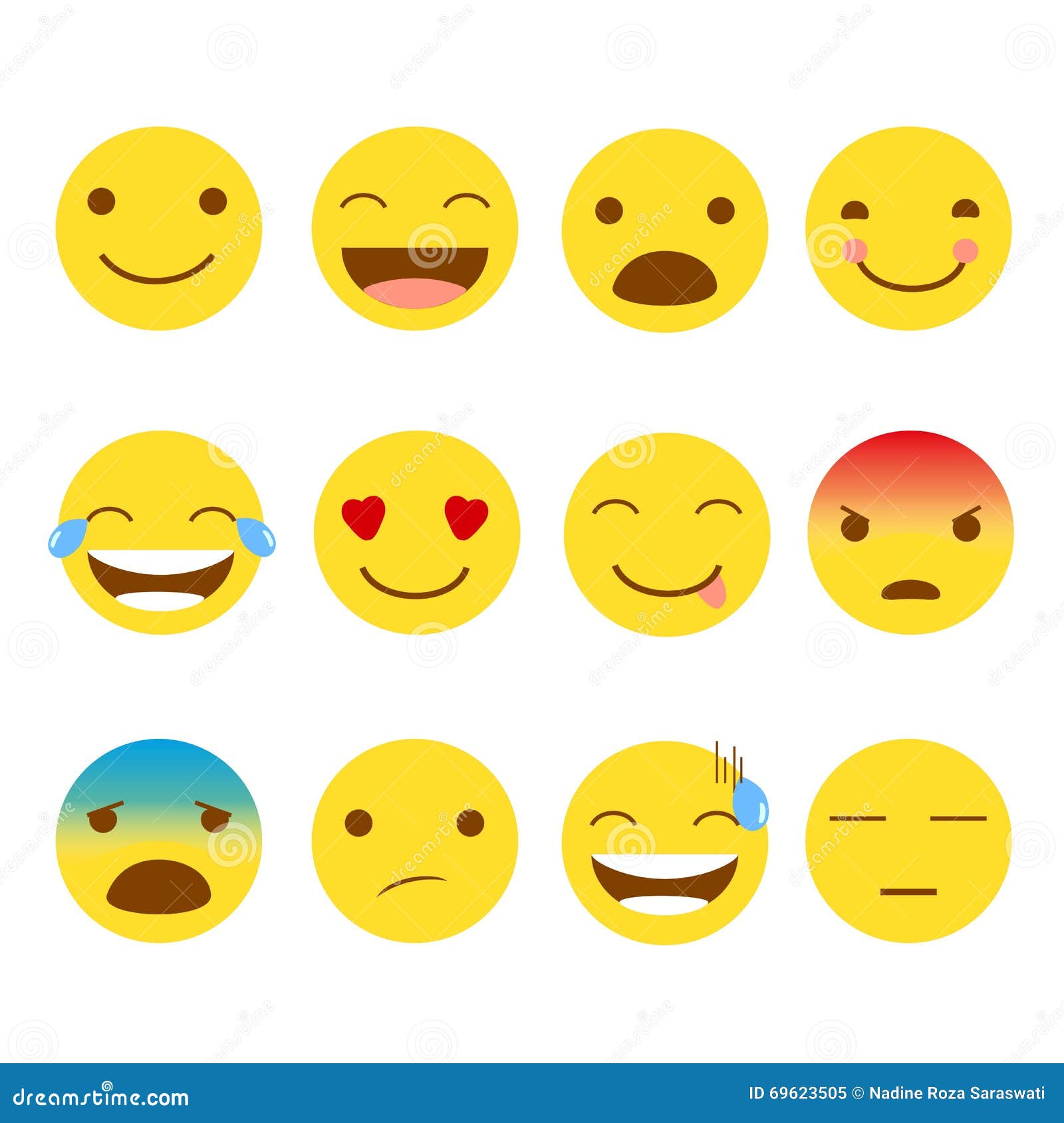 12 set of emojis stock illustration. Illustration of surprised - 69623505