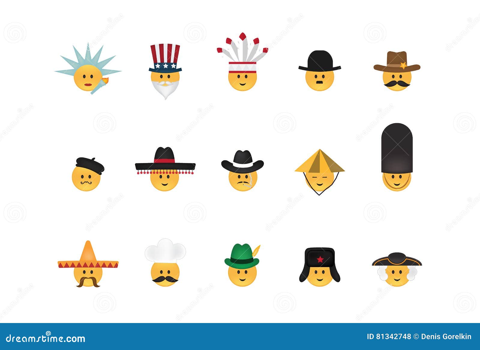 Set Of Mafia Emoticon Vector Isolated On White Background ...