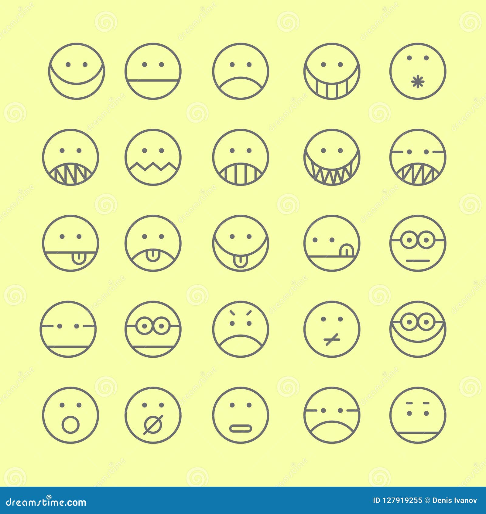 Set of Emoticon with Simple Line Design Style Stock Vector ... Set of Emoticon with Simple Line Design Style Stock Vector ...