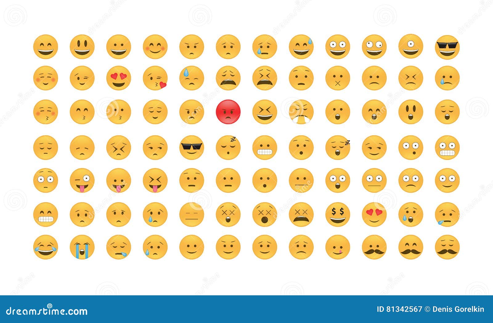 Set of Emoticon vector. stock vector. Illustration of tongue - 81342567