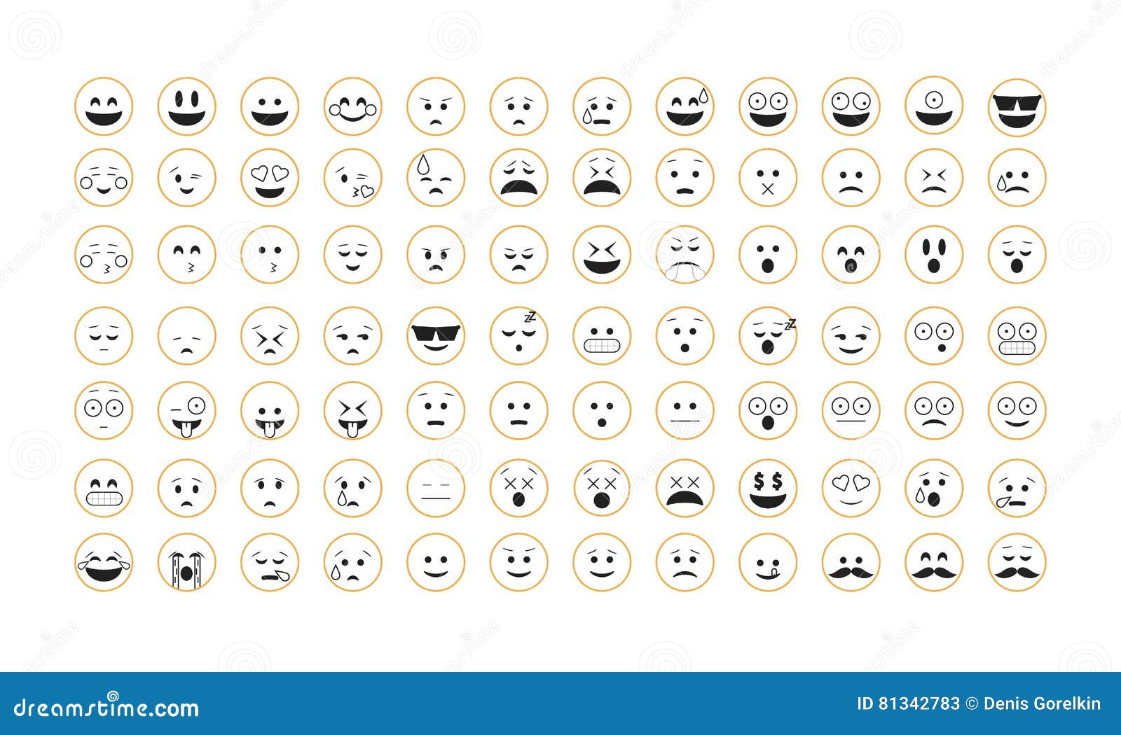 Set of Emoticon vector. stock vector. Illustration of smiley - 81342783