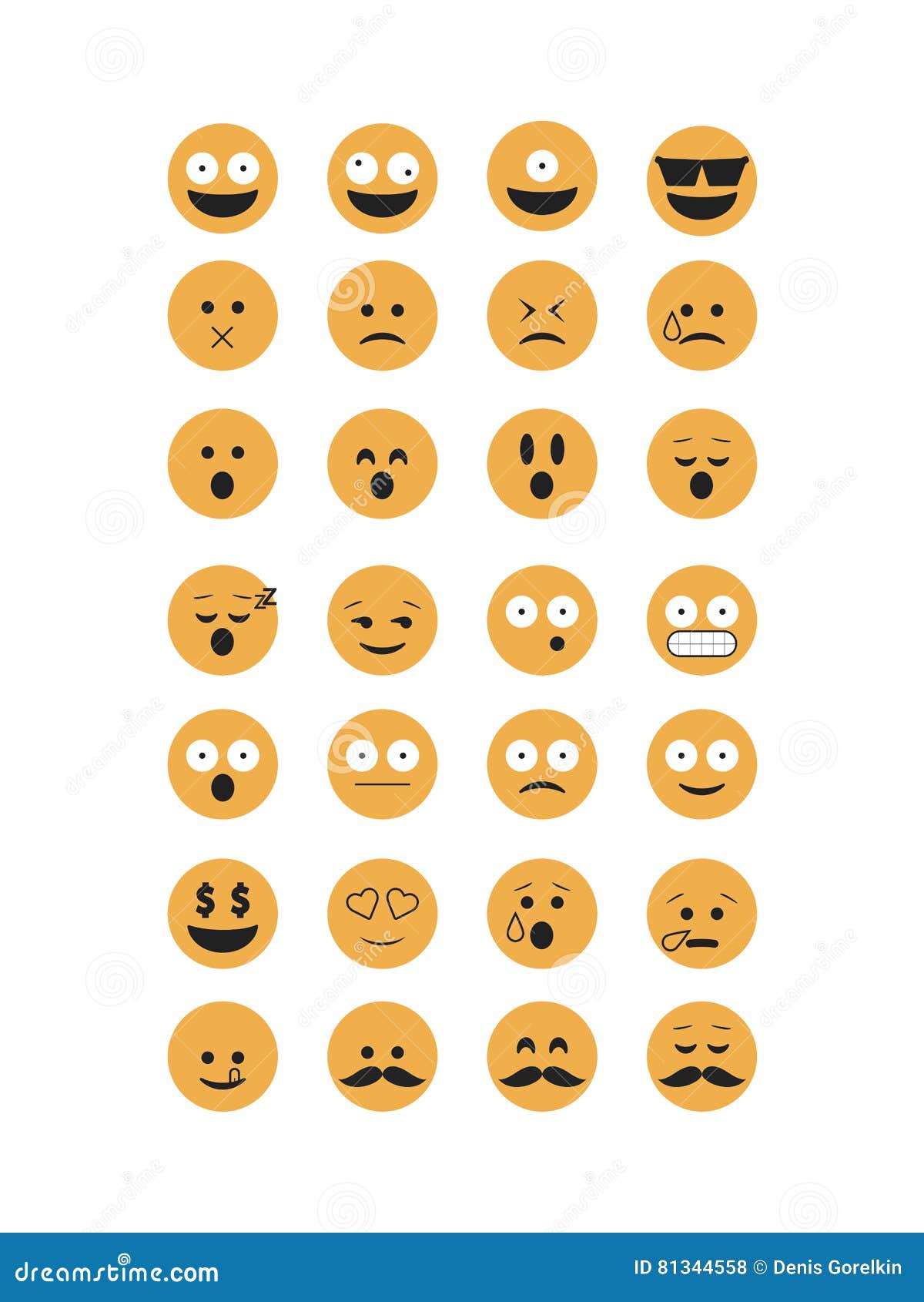 Set of Emoticon vector. stock vector. Illustration of facial - 81344558