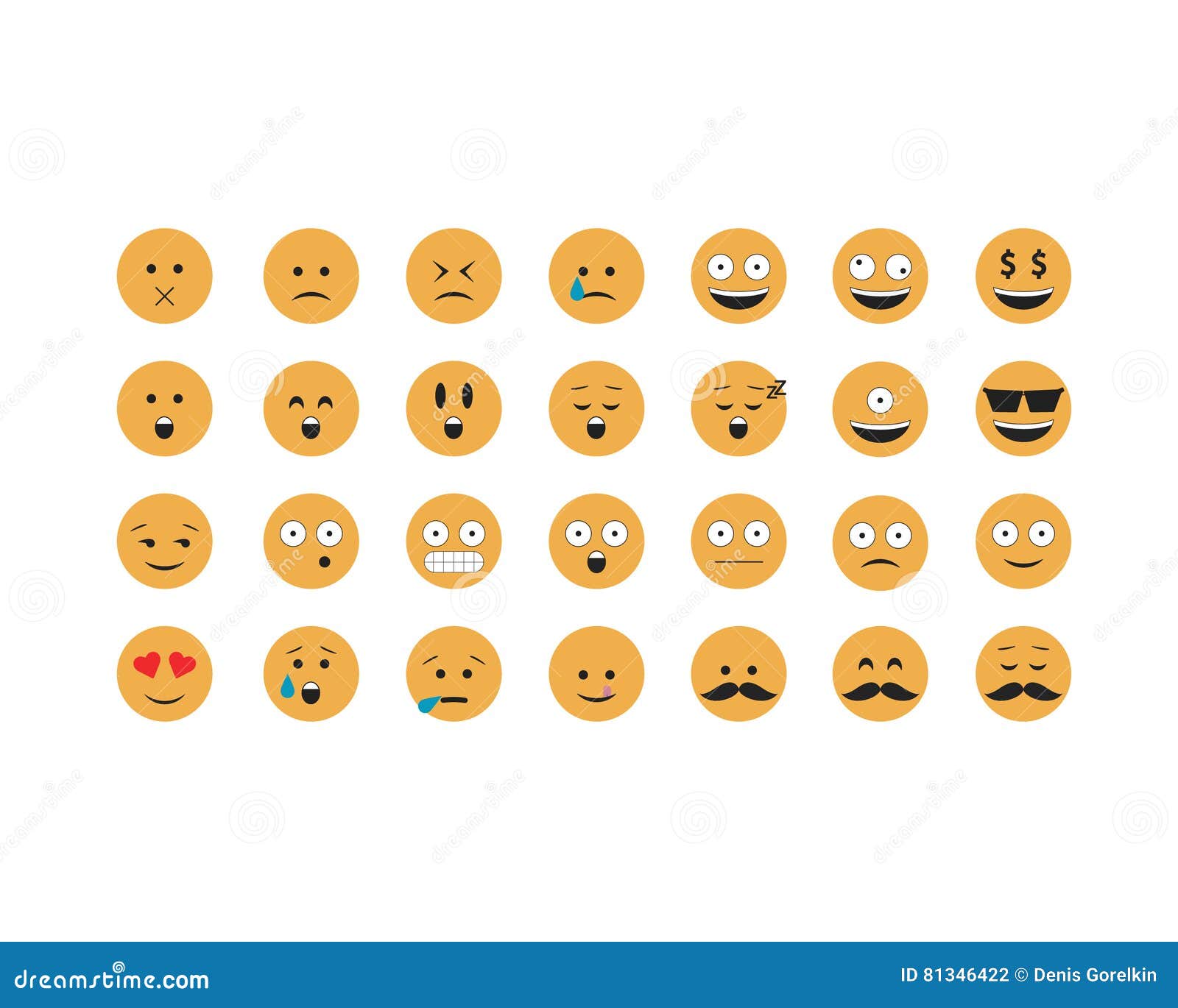Set of Emoticon vector. stock vector. Illustration of smiley - 81346422