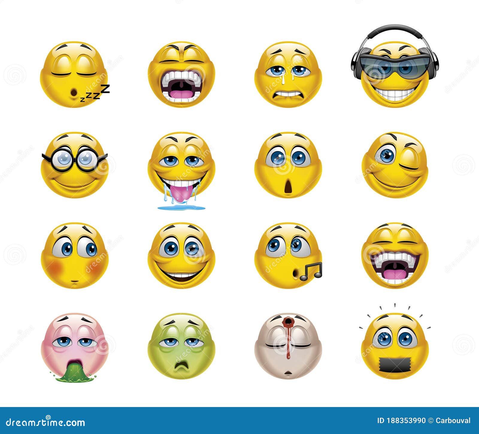 Set of emoticons stock illustration. Illustration of emoticon - 188353990