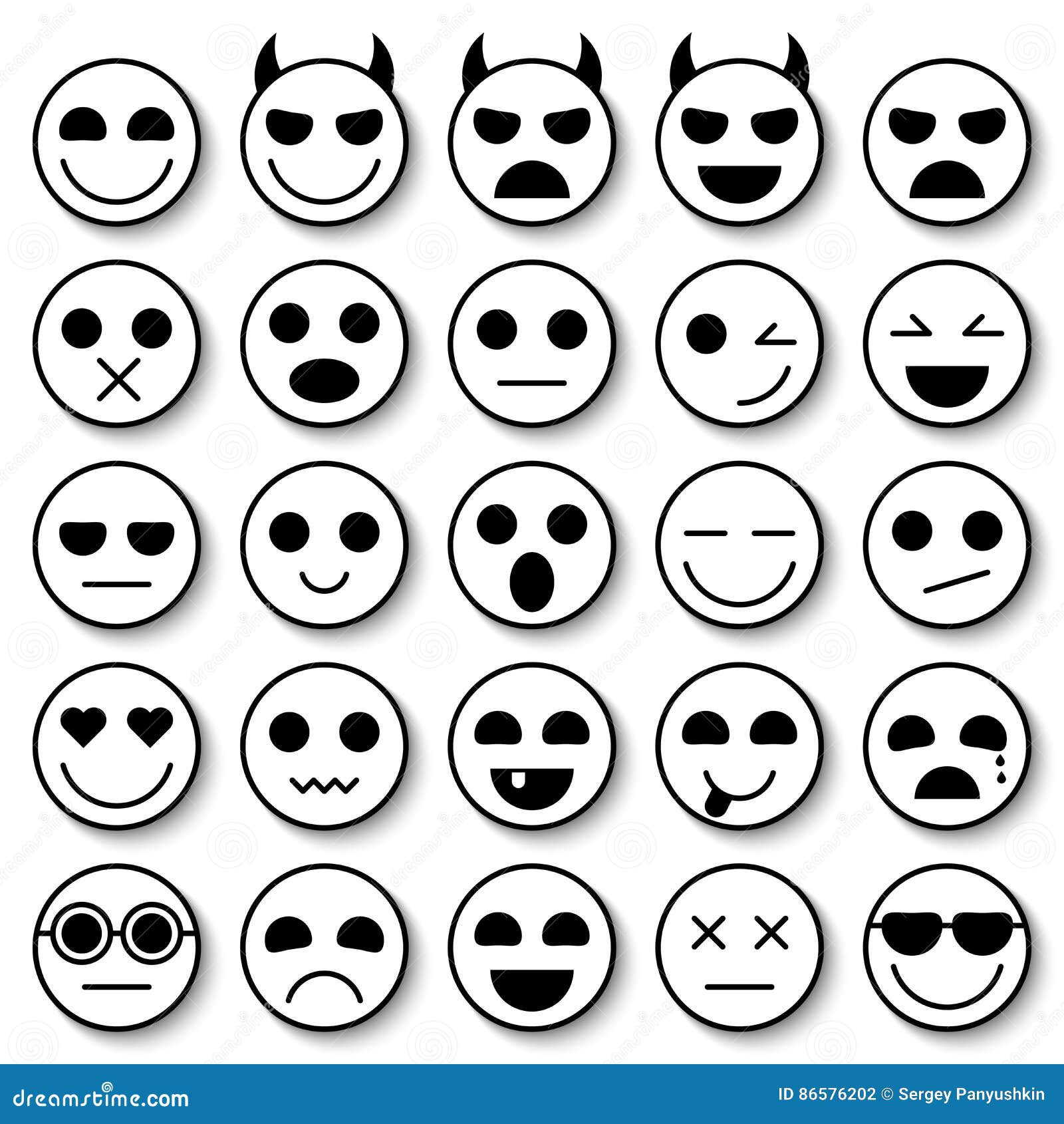 Set of Emoticons. Emoji Icons Collection. Smile Funny Faces Stock ...