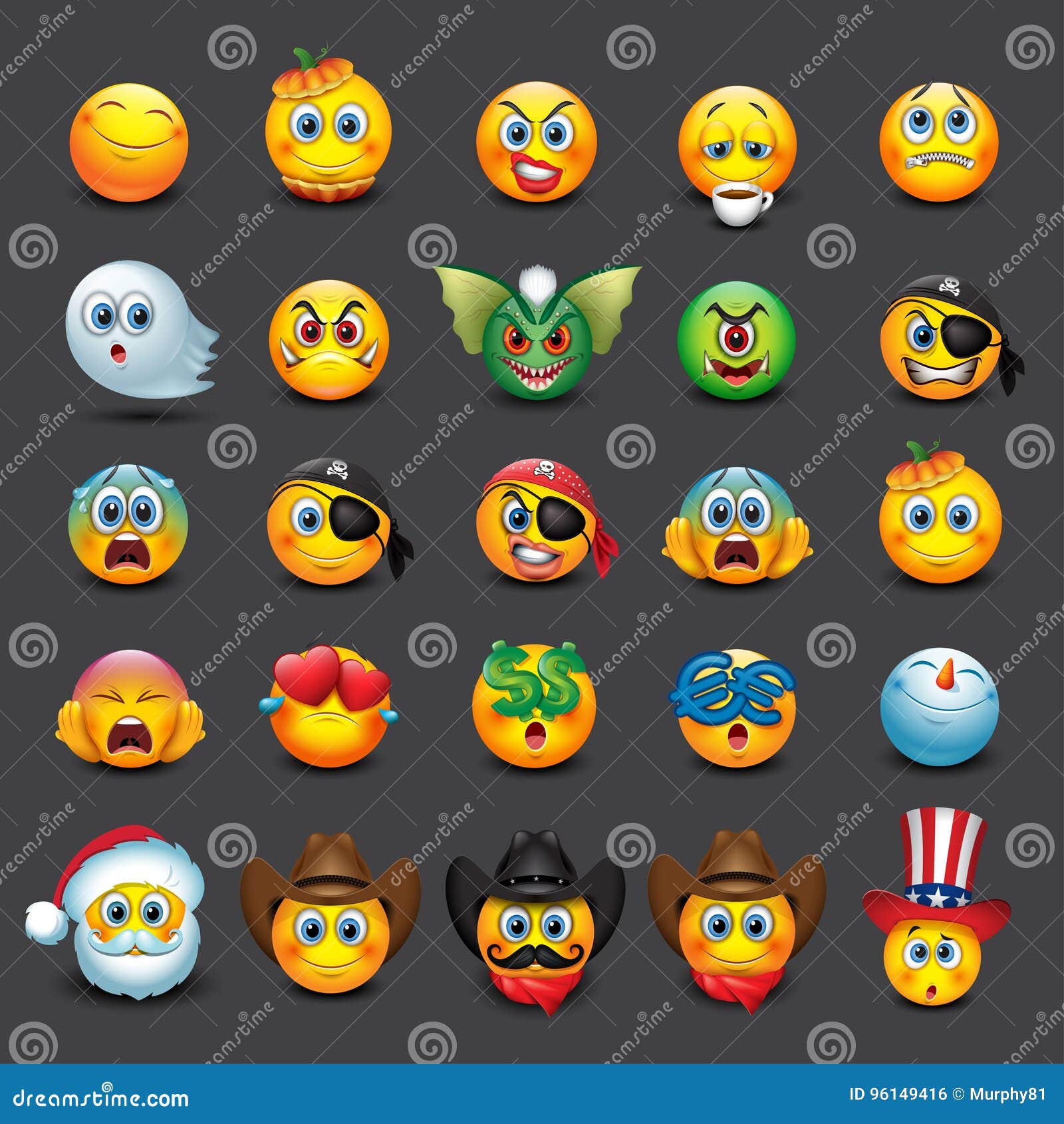 Set of 25 Emoticons, Emoji, Smiley - Illustration Stock Vector ...