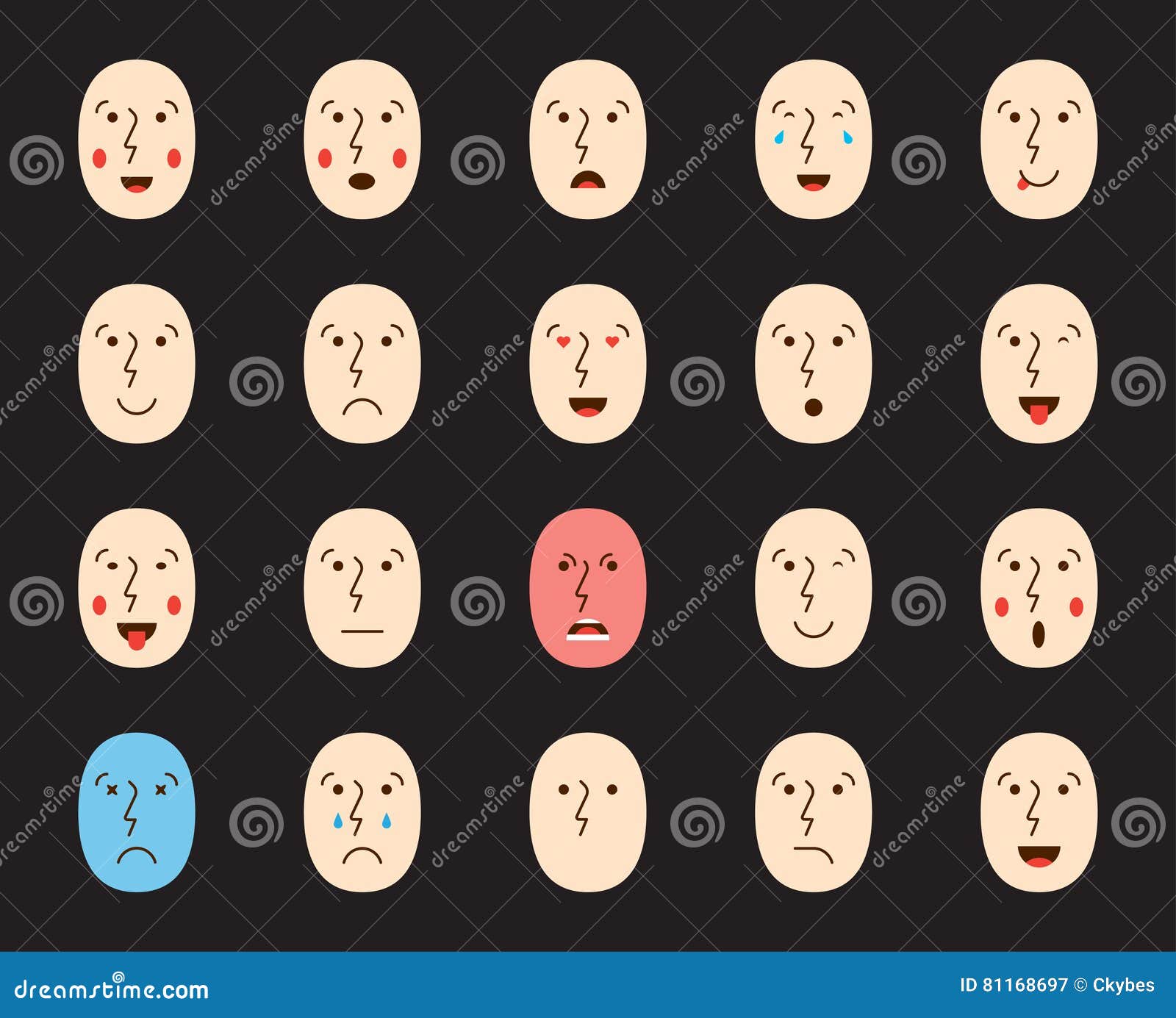 Set of Emoticons or Emoji. Vector Illustration Stock Illustration ...