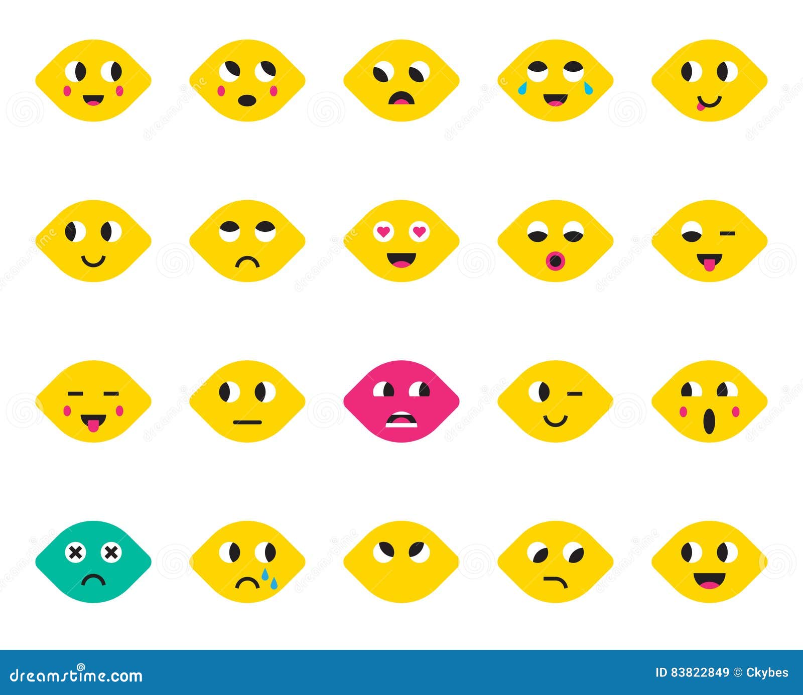 Set of Emoticons or Emoji. Vector Illustration Stock Vector ...