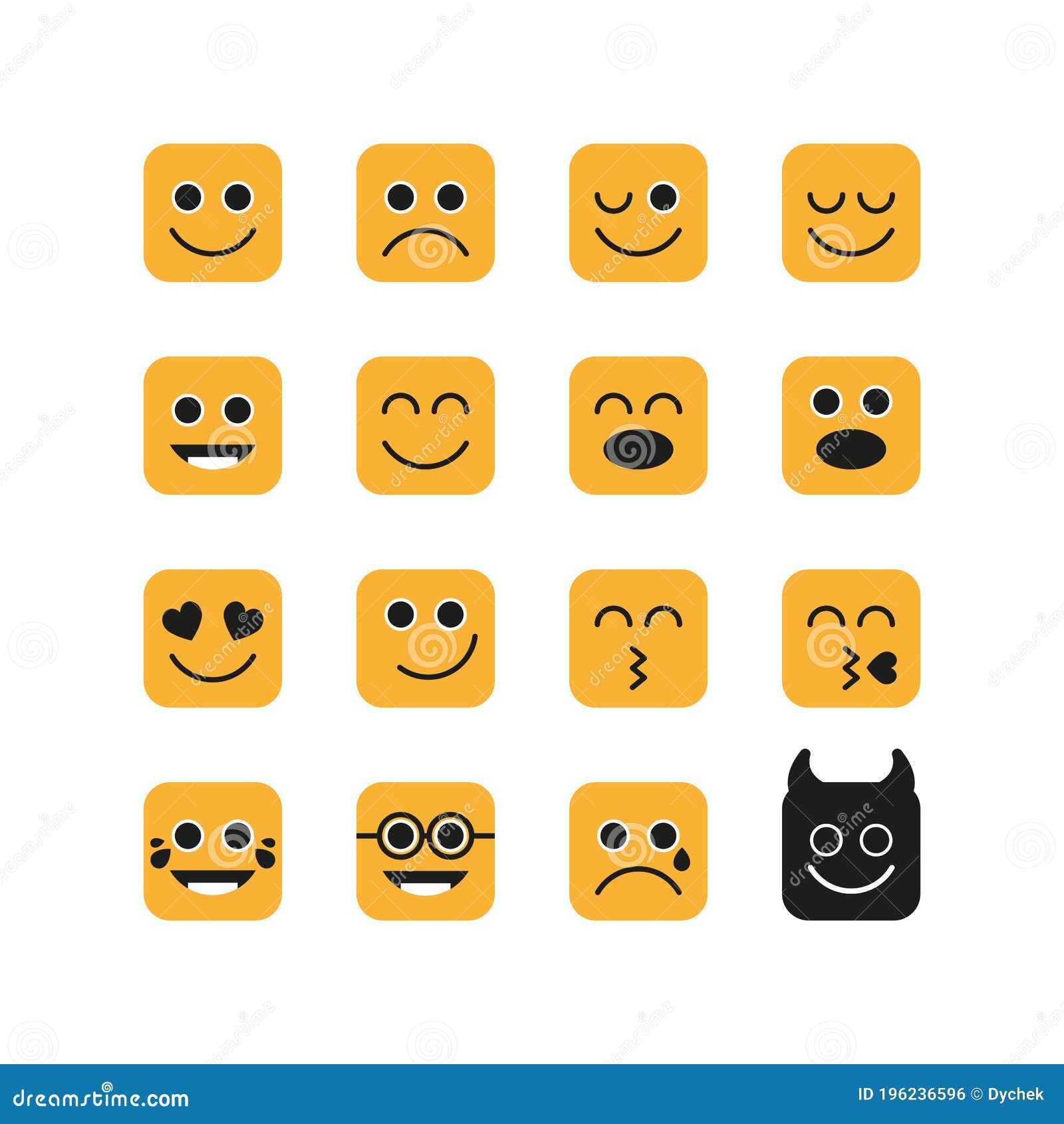 Set Of Emoticons. Emotions. Simple Flat Vector Illustration On A White ...