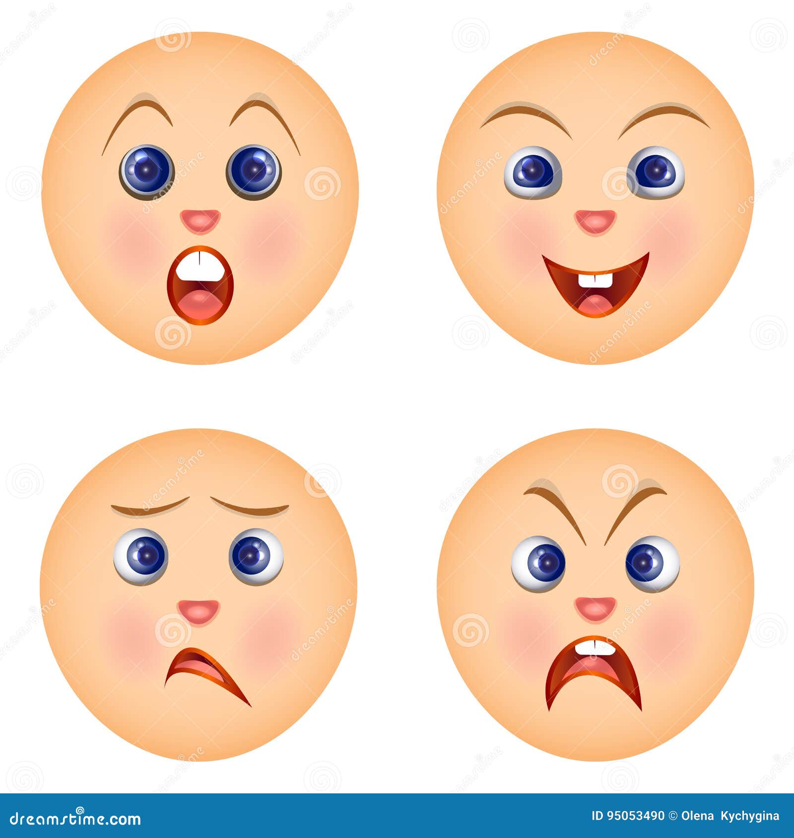 Set Emoticons Feeling Emotions on Faces. Stock Illustration ...