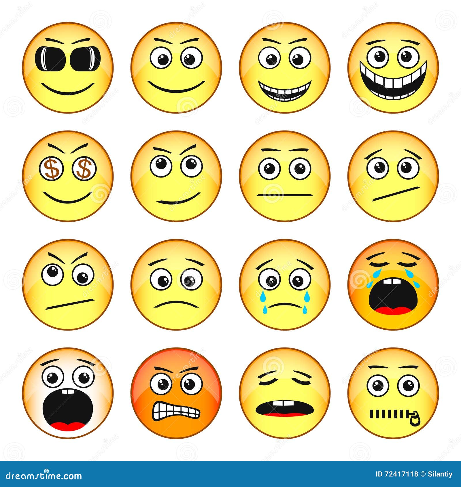 Set of Emoticons stock vector. Illustration of expression - 72417118