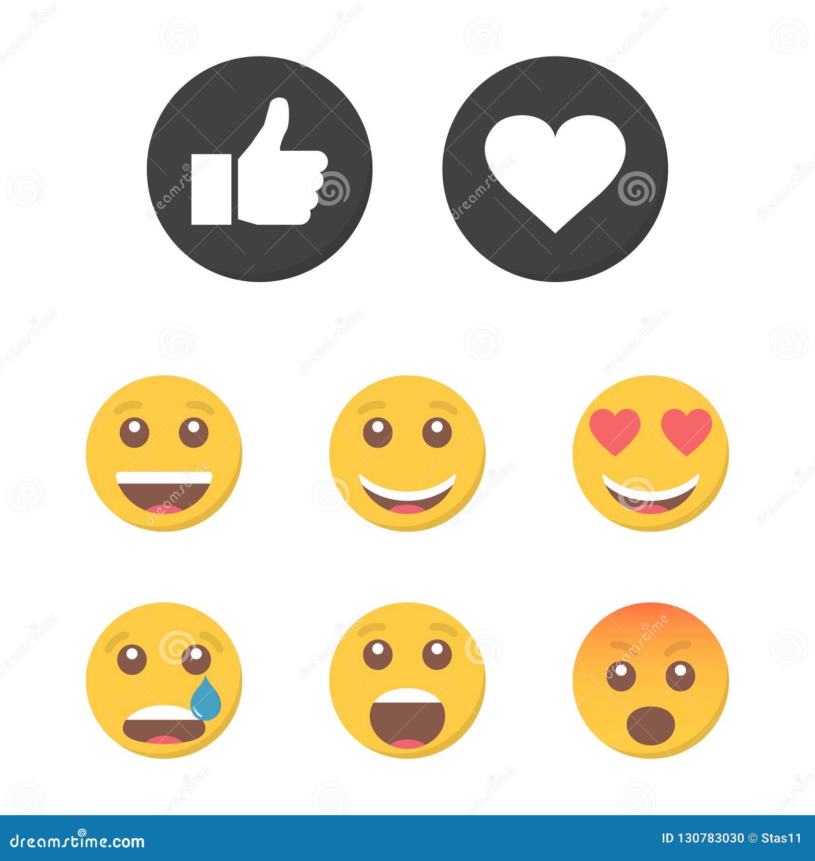 Set of Emoticons and Like. Vector Illustration Stock Vector ...