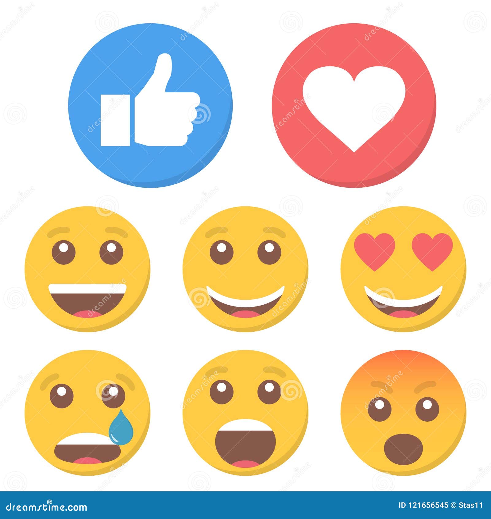 Set of Emoticons and Like. Vector Illustration Stock Vector ...