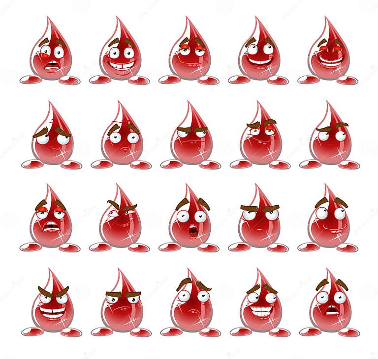 Set of Emoticons Red Drops of Blood Stock Vector - Illustration of ...