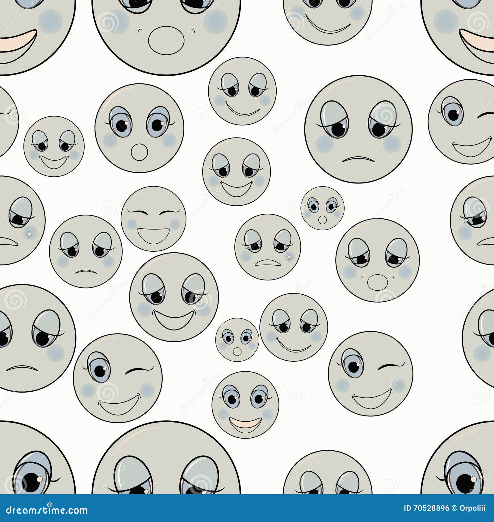 Set of Emoticons Sad, Kind, Happy Seamless Monochrome. Vector Il Stock ...