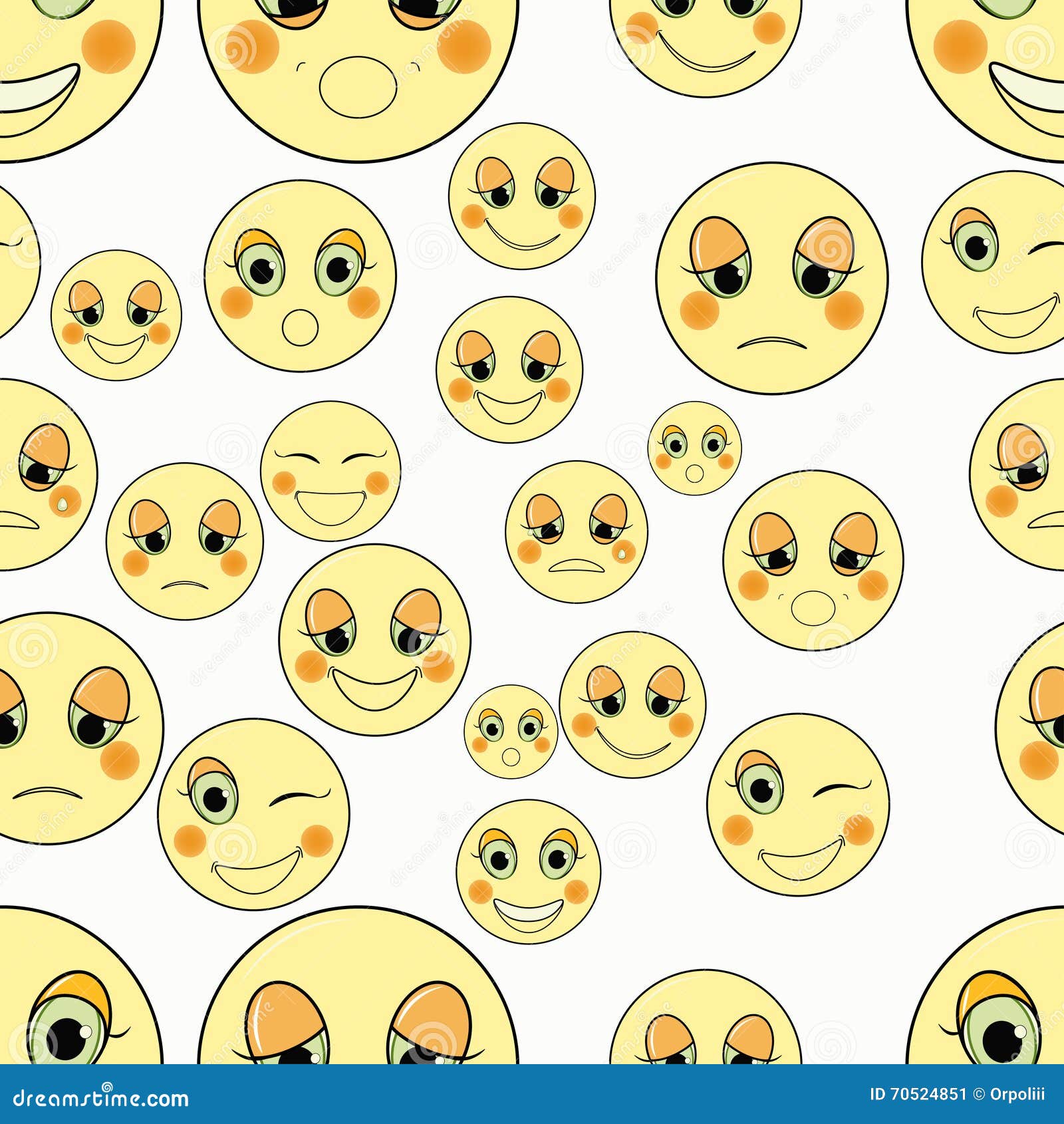 Set of Emoticons Sad, Kind Seamless. Vector Illustration Stock Vector ...