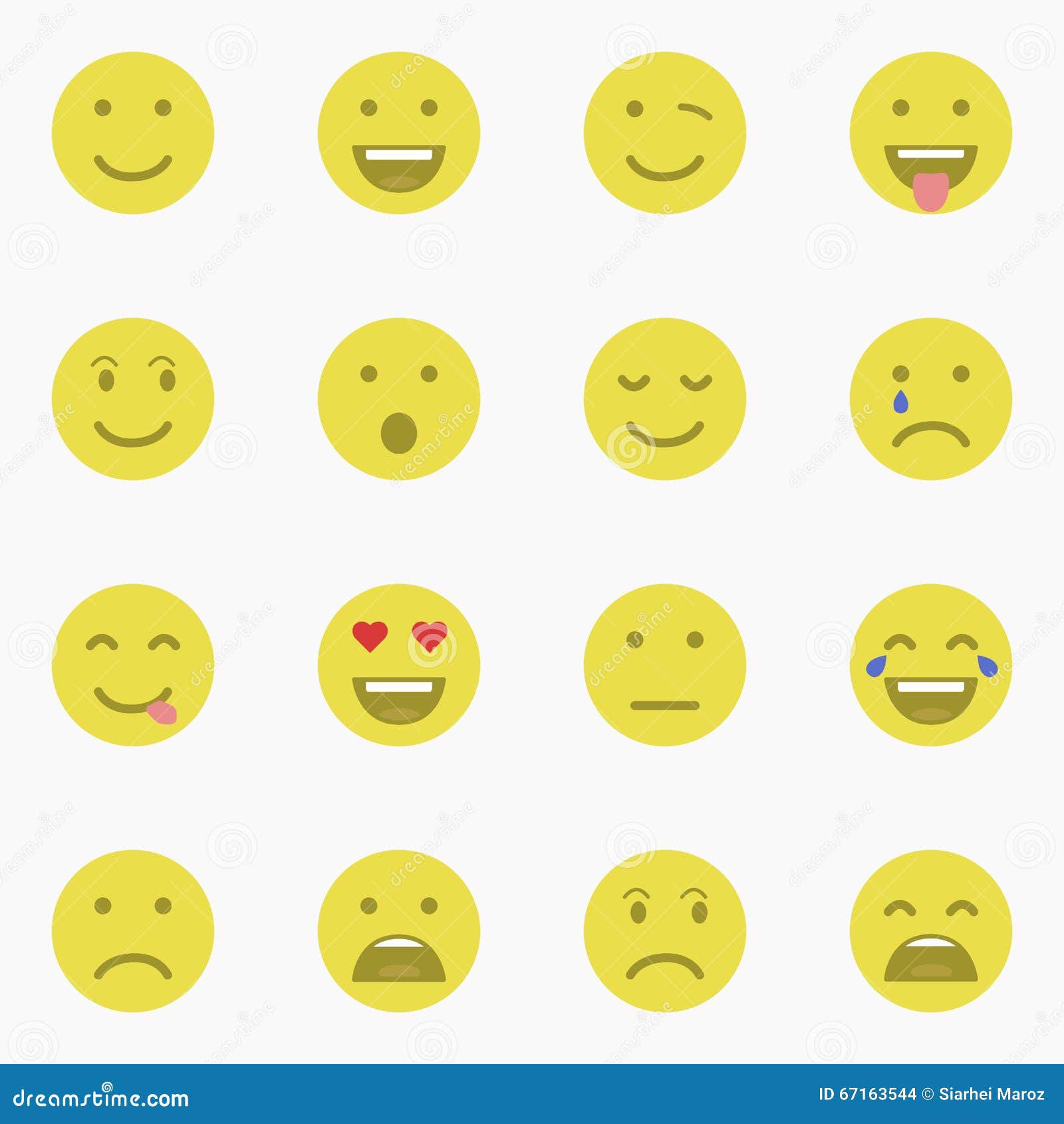 Set of Emoticons. Set of Emoji Stock Vector - Illustration of graphic ...