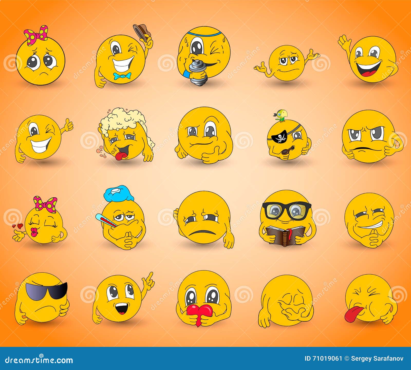 Set of Emoticons. Set of Emoji. Smile Icons Stock Vector - Illustration ...